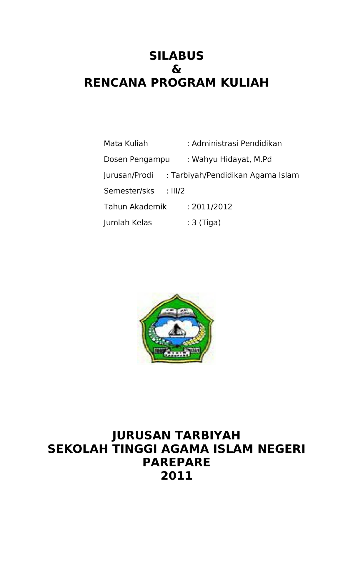 Cover SIlabus dan RPK - bbb - Science Education - SILABUS & RENCANA ...