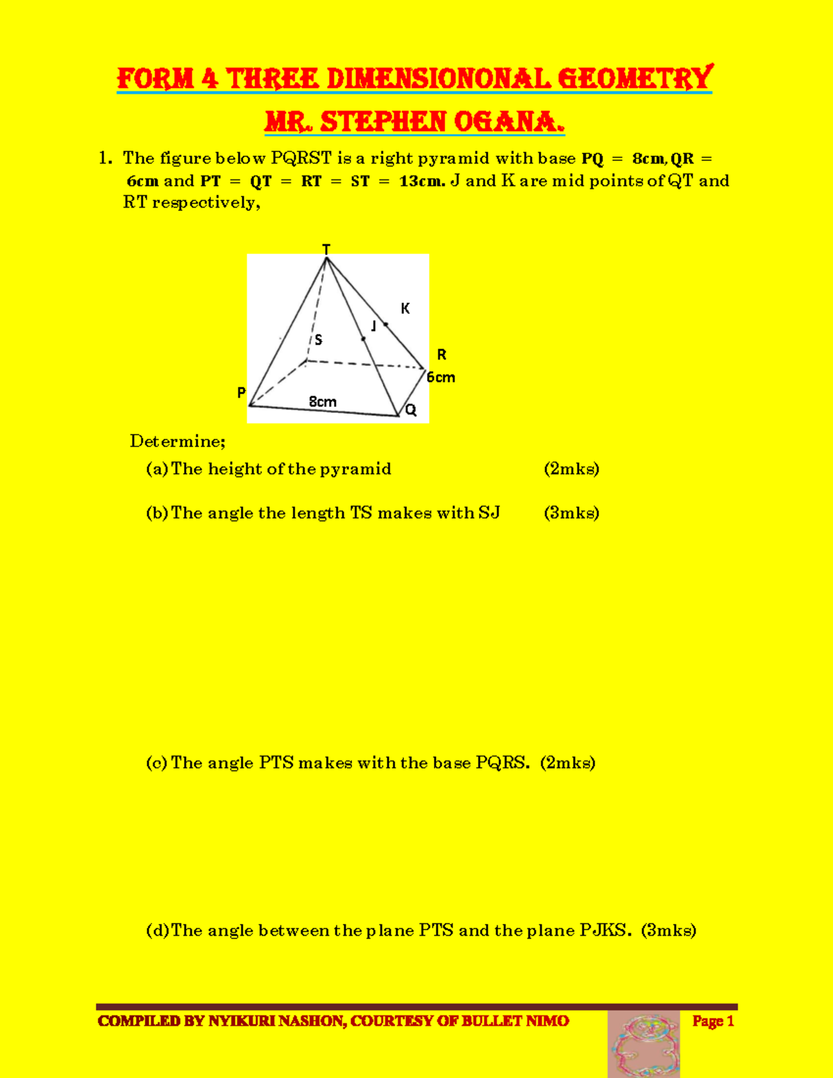 FORM 4 3D GEOMETRY NOTES - MR. STEPHEN OGANA - Studocu