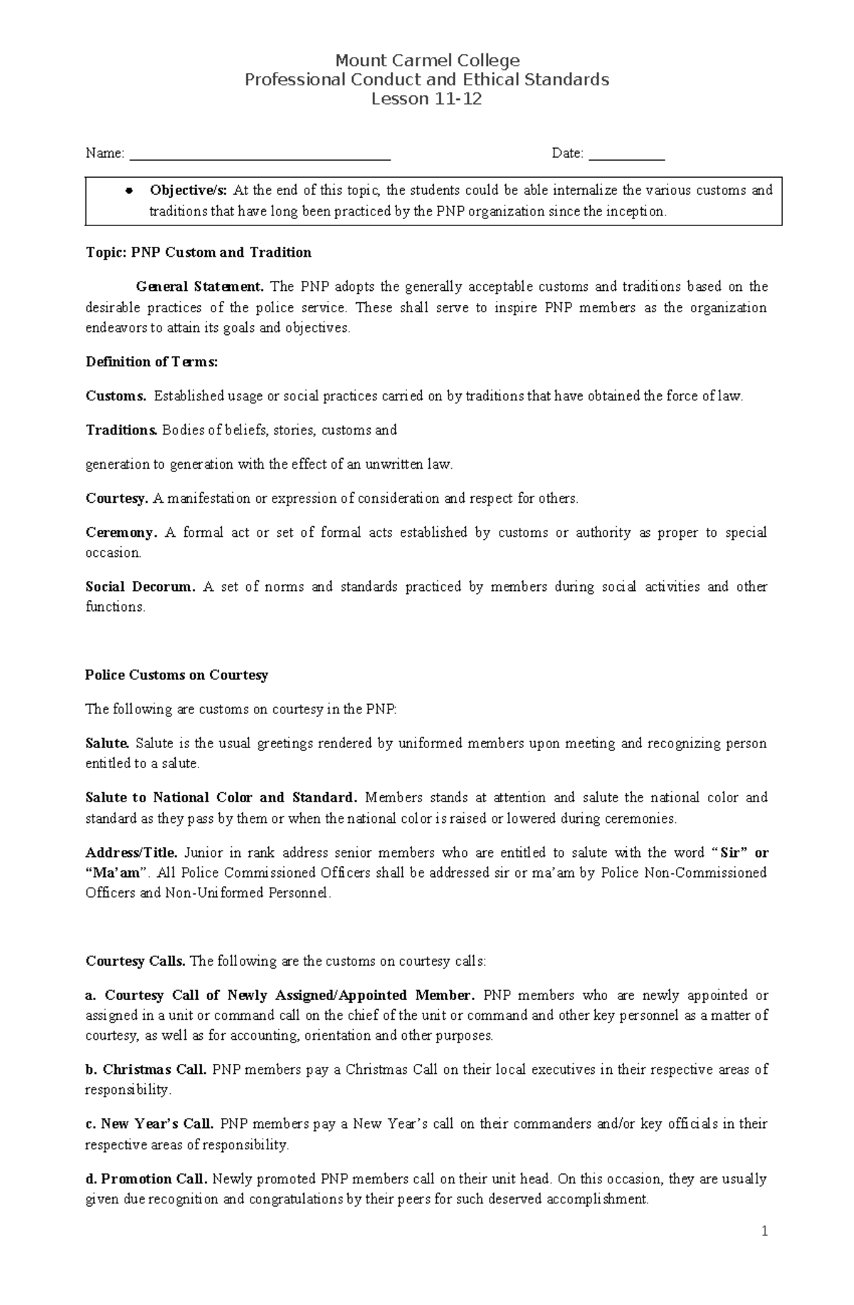 Lesson 12 13 concept notes - Professional Conduct and Ethical Standards ...