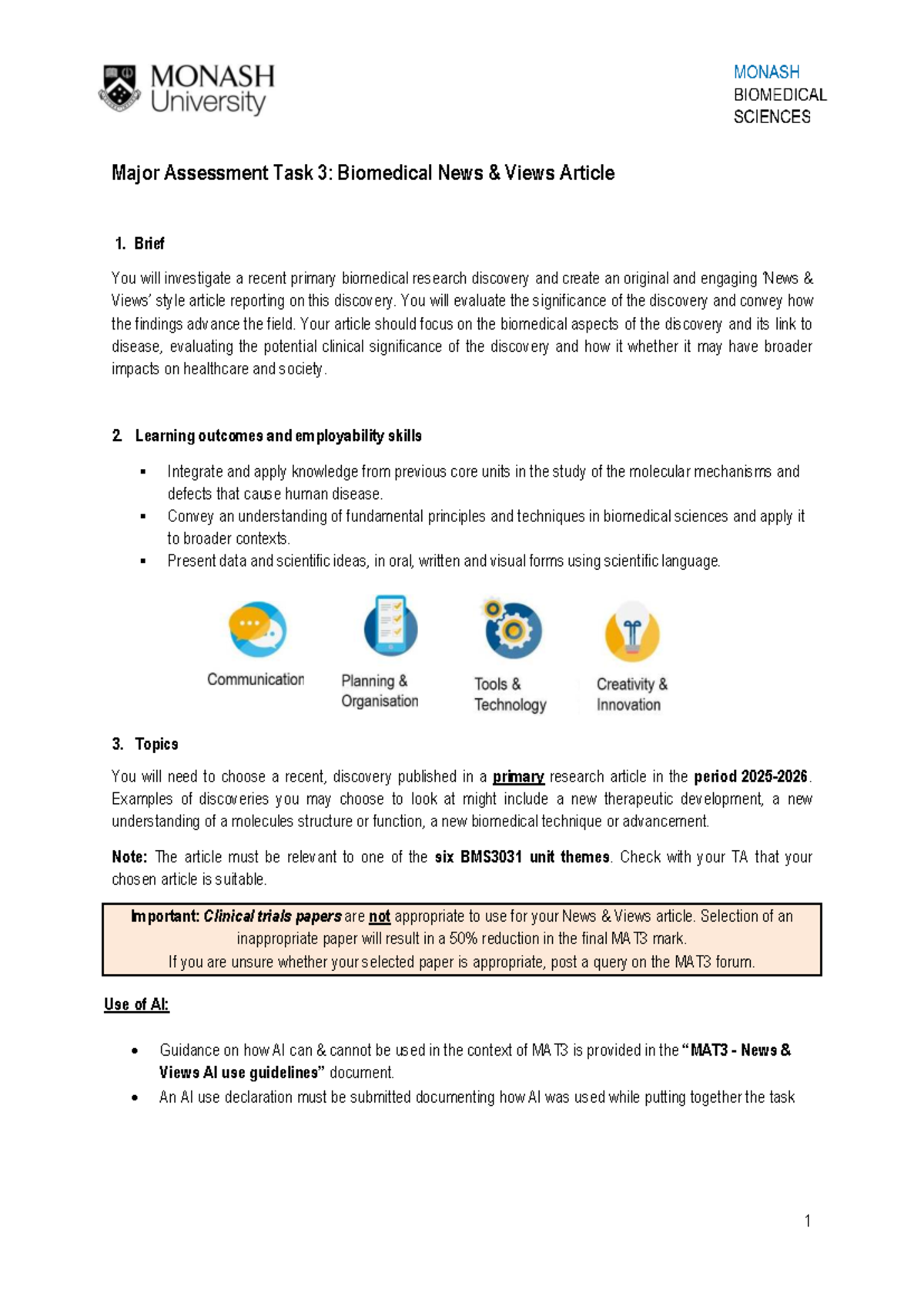 BMS3031 MAT3: Biomedical News Views Article Guidelines - Studocu