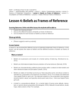 Lesson 3 Sources of Problematic Perspectives - PART 1: INTRODUCTION TO KEY CONCEPTS Lesson 1 ...