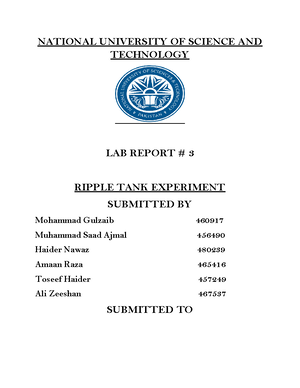 Lab equipment Report - NATIONAL UNIVERSITY OF SCIENCE AND TECHNOLOGY ...
