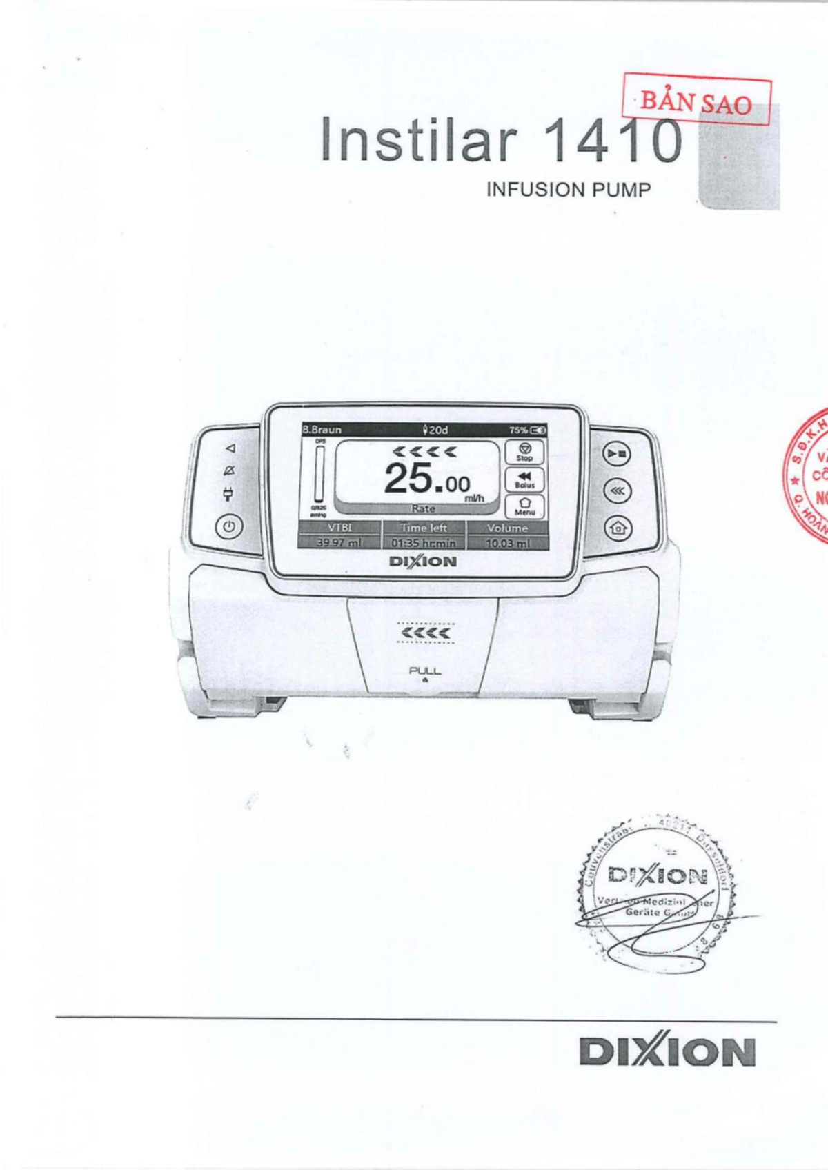 BAN SAO Catalogue for Instilar 1410 Infusion Pump Features and Specs ...