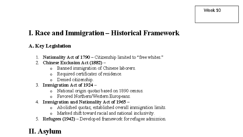 Quiz 2 Study Guide - Race and Immigration Policies - Studocu