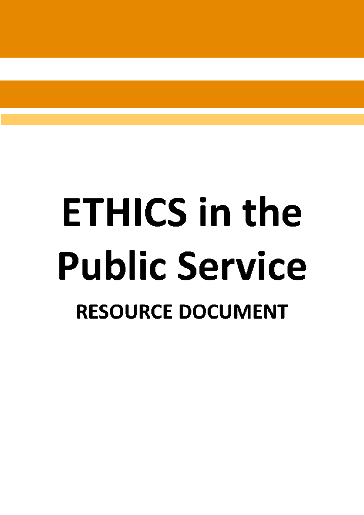 ETHICS in Public Service: Comprehensive Resource Document (2016) - Studocu