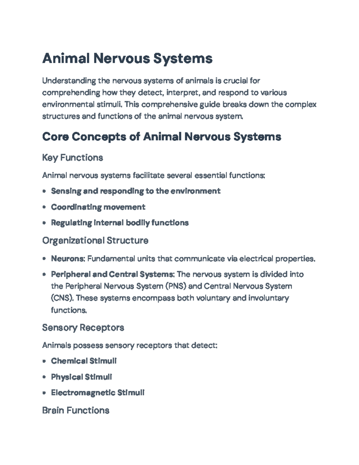 Animal Nervous Systems Overview: Functions, Structure, and Signaling ...