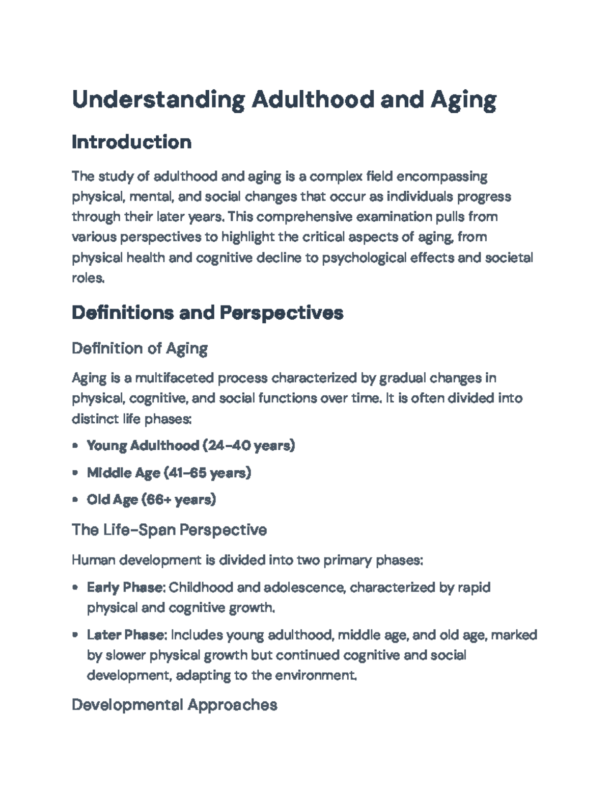 Adulthood and Aging: Key Insights and Perspectives on Human Development ...