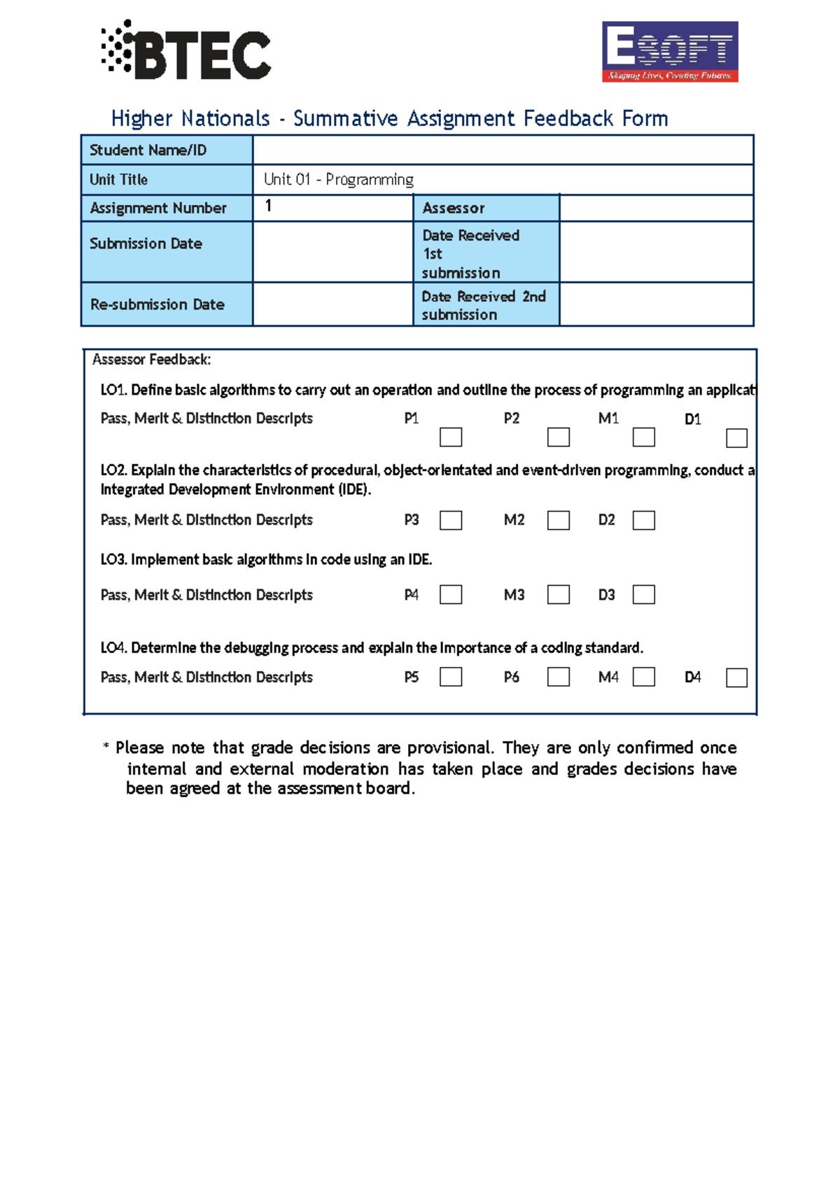 Unit 01 - Programming Assignment: Building a Leave Management System HND 2024/25 - Studocu