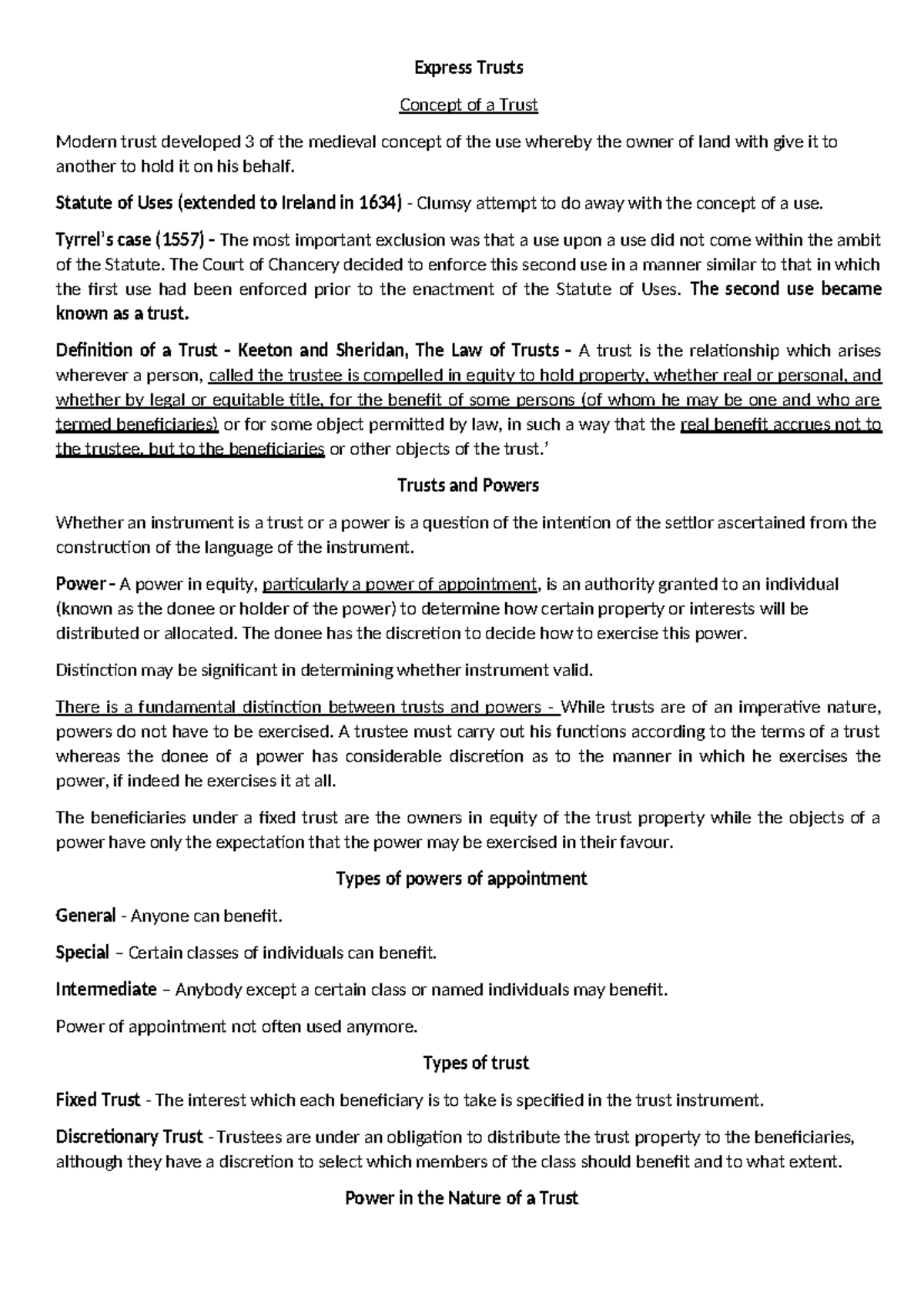 Express Trusts: Key Concepts and Legal Frameworks - Studocu