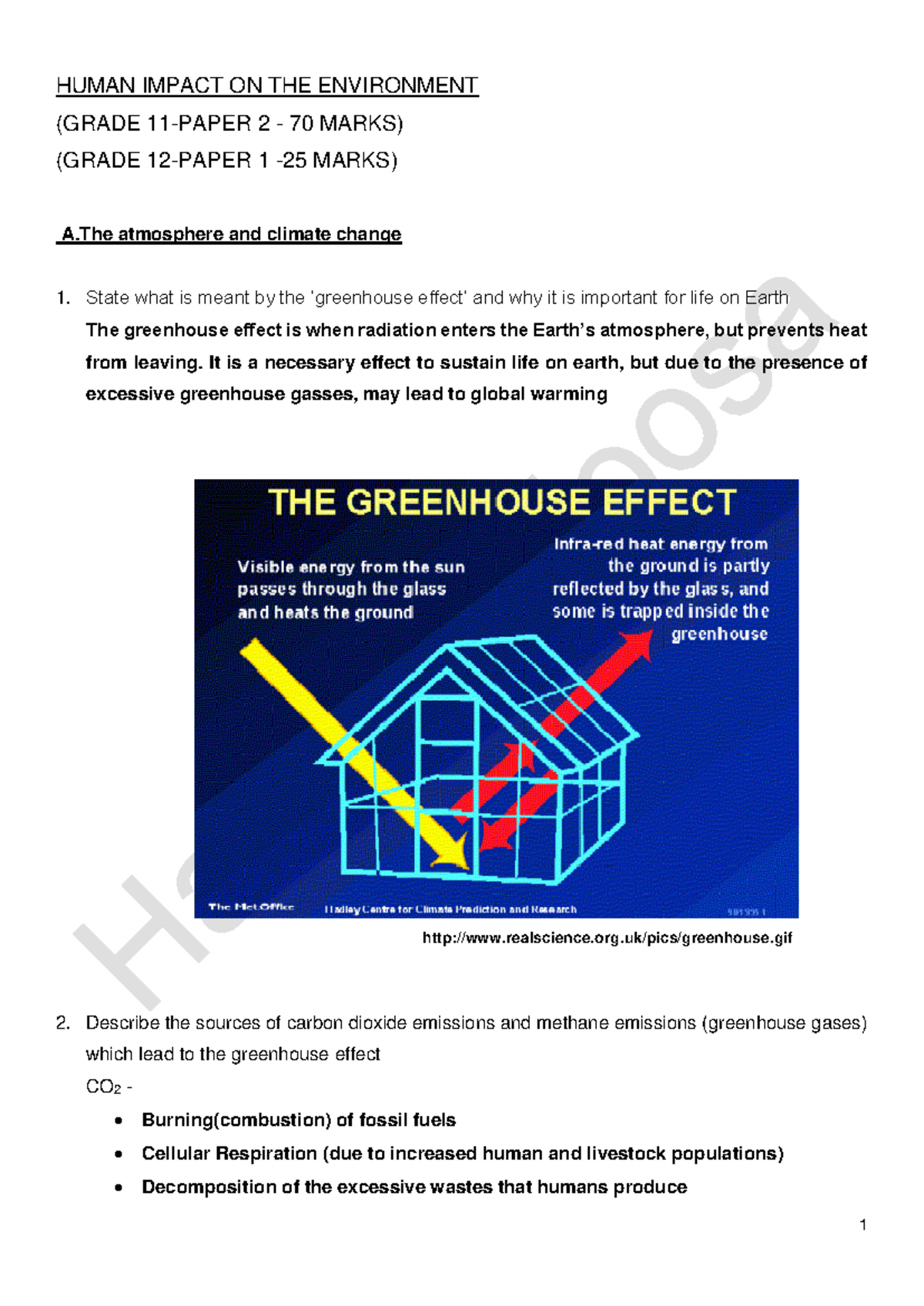 Human Impact on the Environment Study Guide (Gr 11) with Images - Studocu