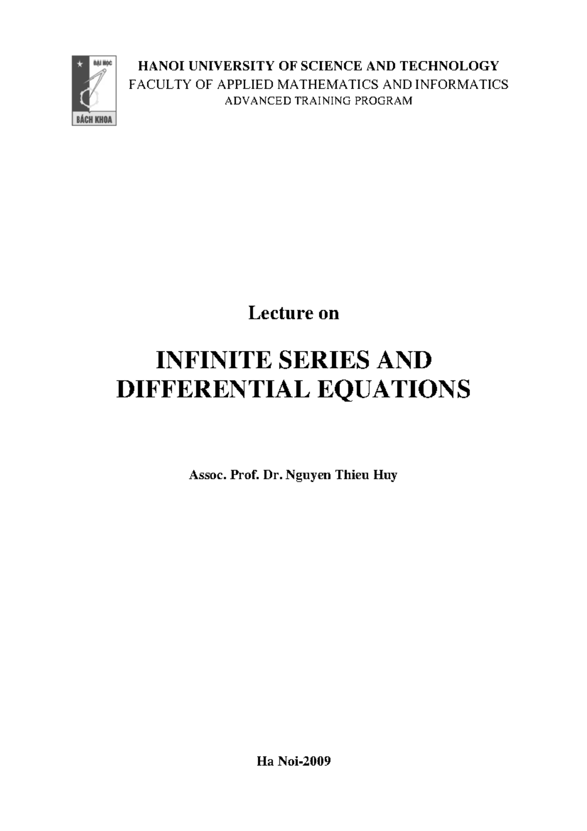 Calculus III - Lecture on Infinite Series & Differential Equations ...