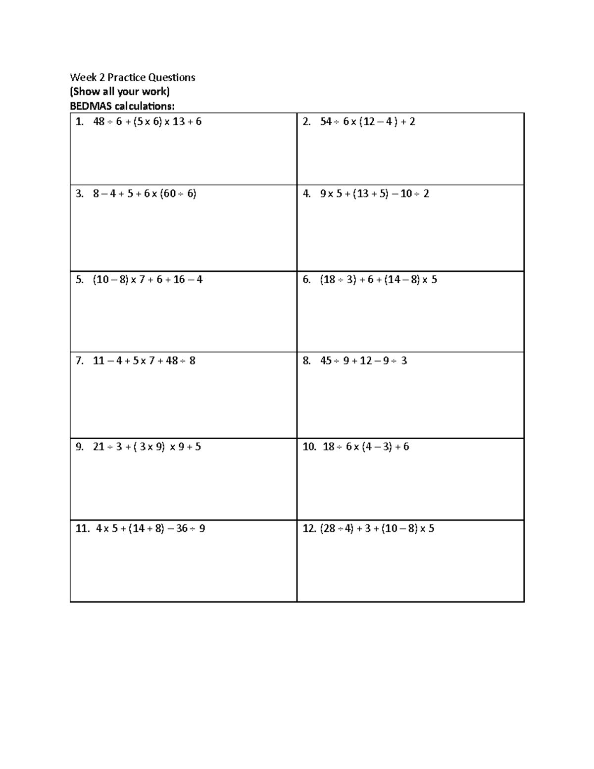 MATH 101 Week 2 Practice Questions and Solutions - Studocu