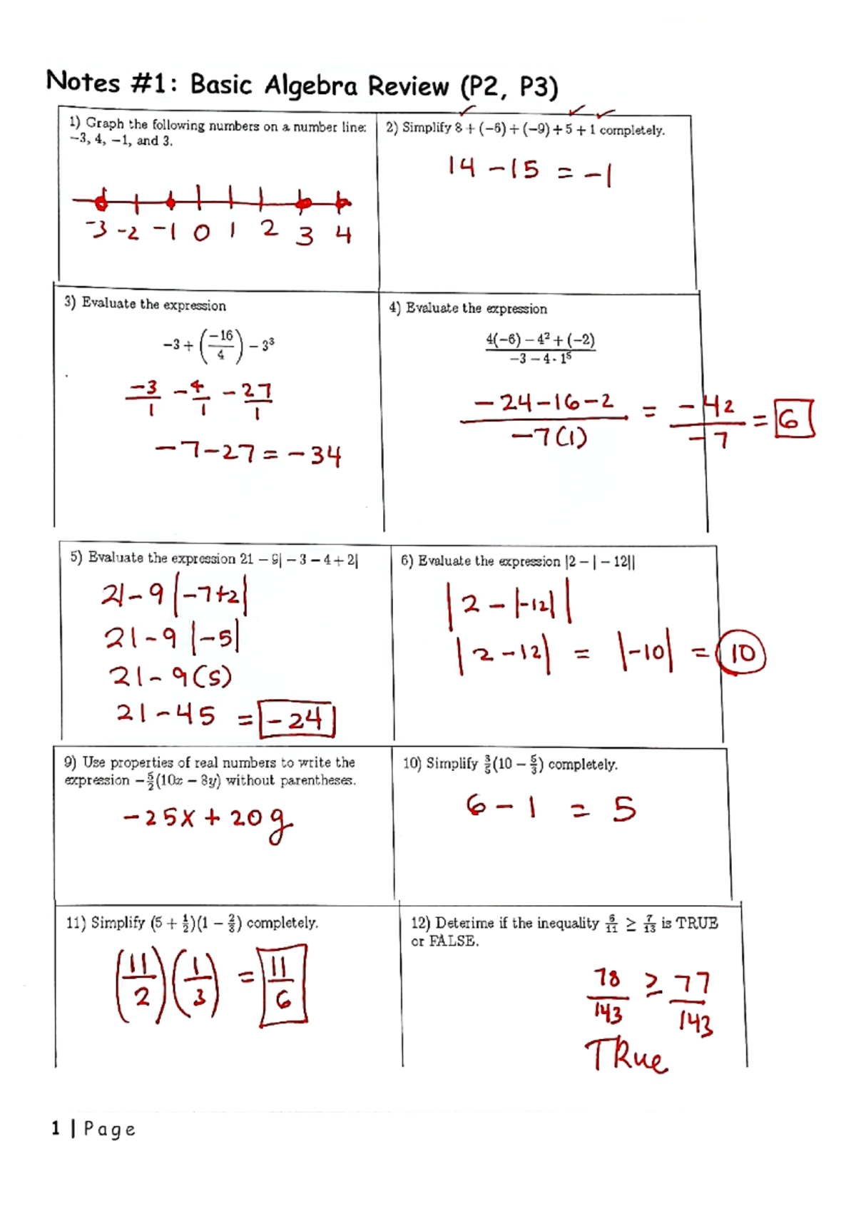 Rational - Notes Basic Algebra Review (P2, P3) 1) Graph the following ...