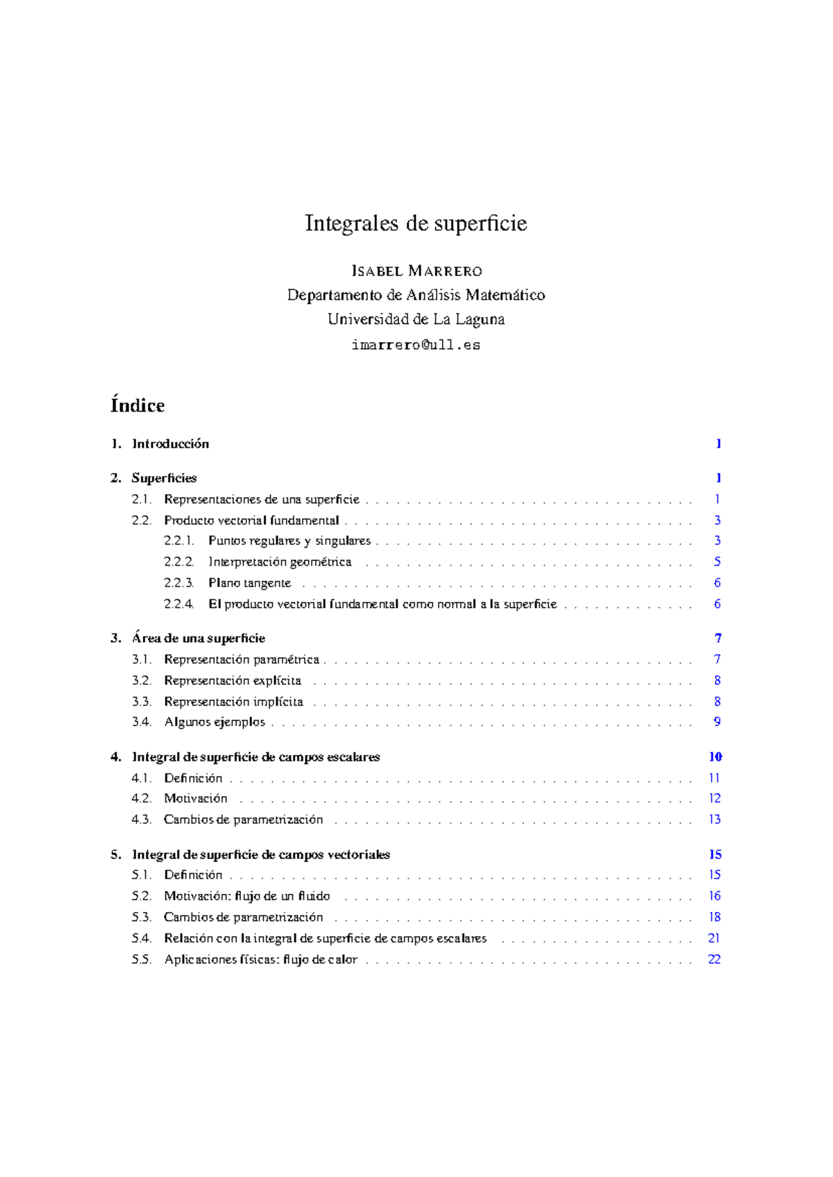 Integrales de superficie-ULL - Integrales de superficie ISABEL MARRERO ...