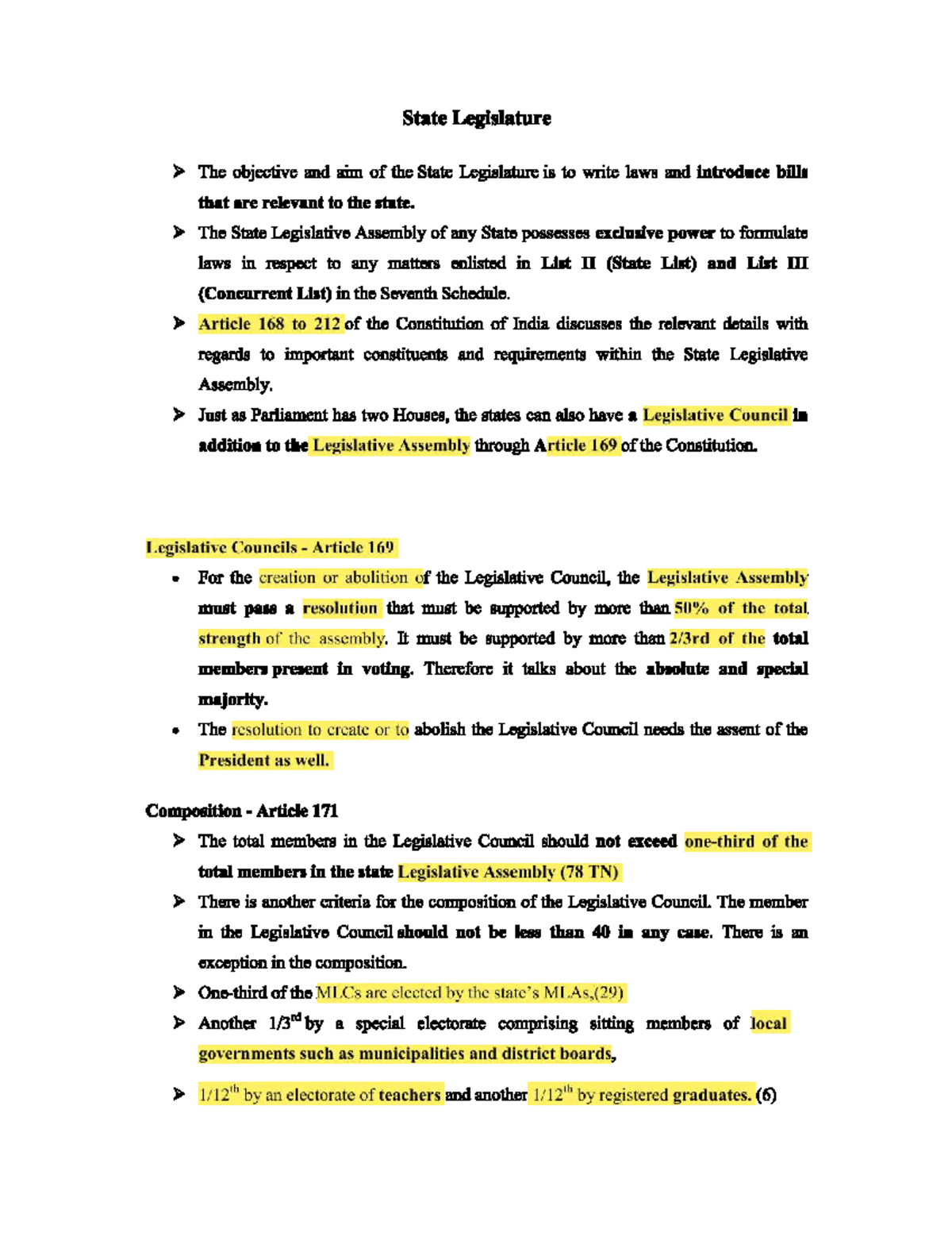 State Legislature Overview - Constitution 2 - Studocu