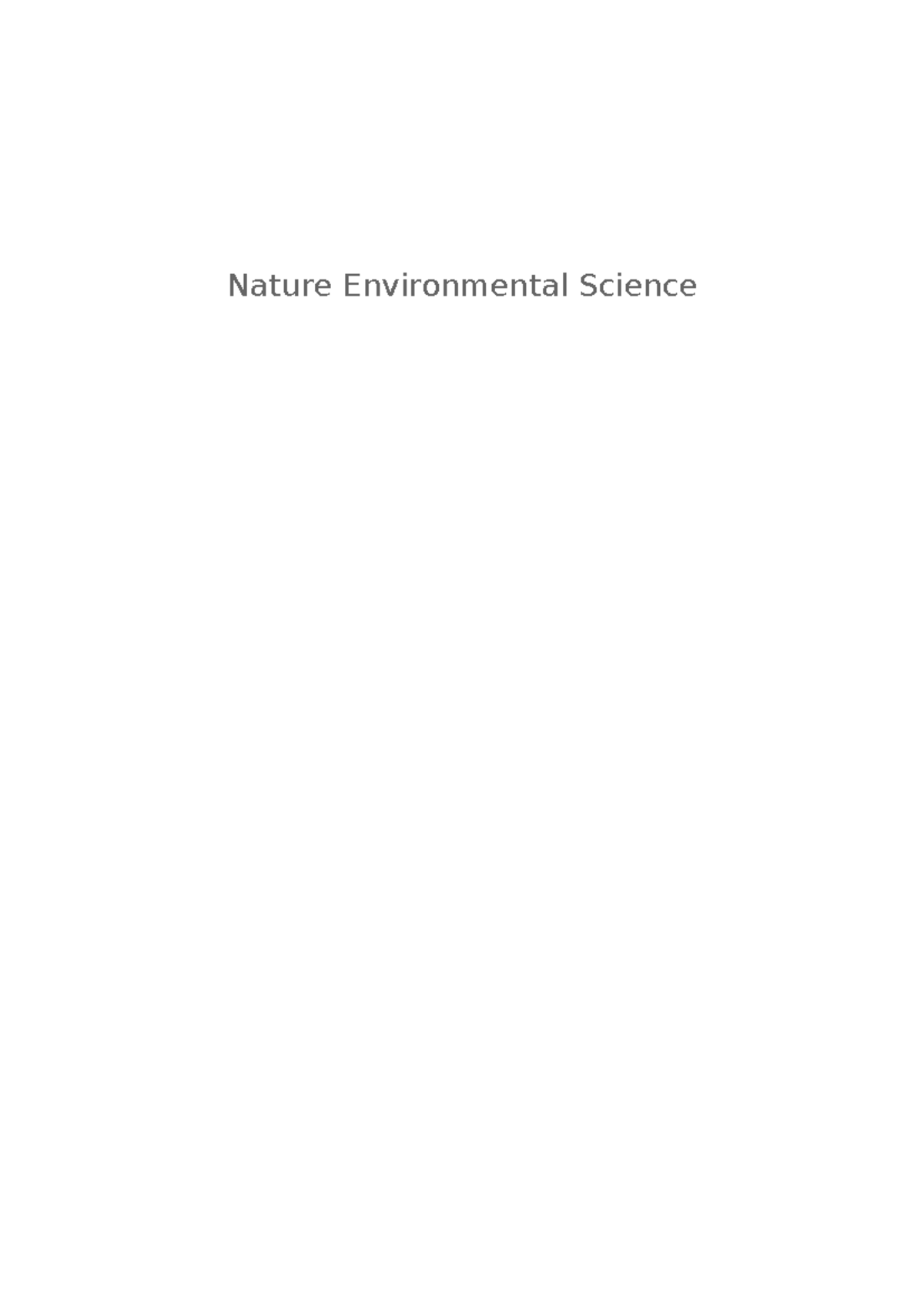 Chapter 1: Nature and Environmental Science Overview - Studocu