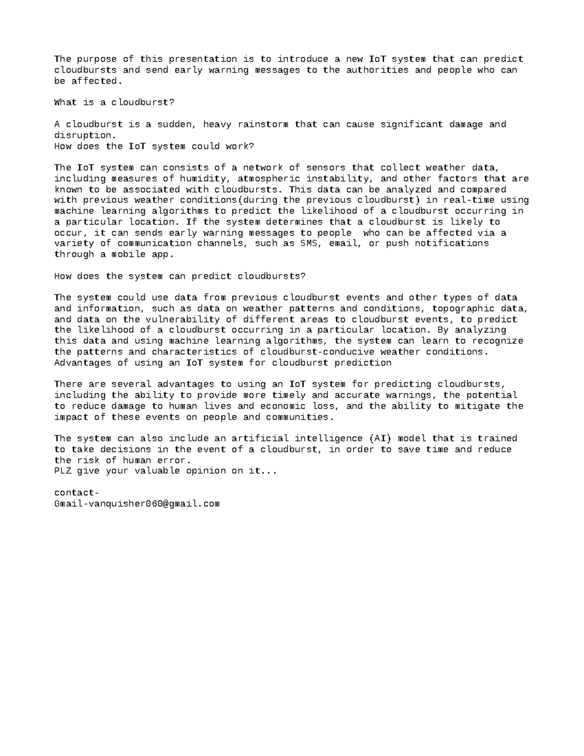 IoT System for Cloudburst Prediction & Early Warning Alerts - Studocu