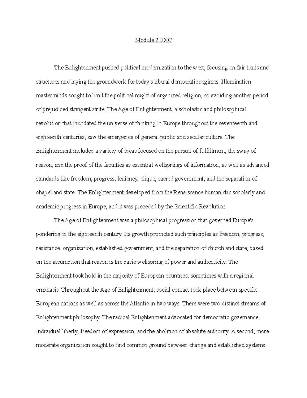 Module 2 EXC - Enlightenment Essay Analysis and Concepts - Studocu