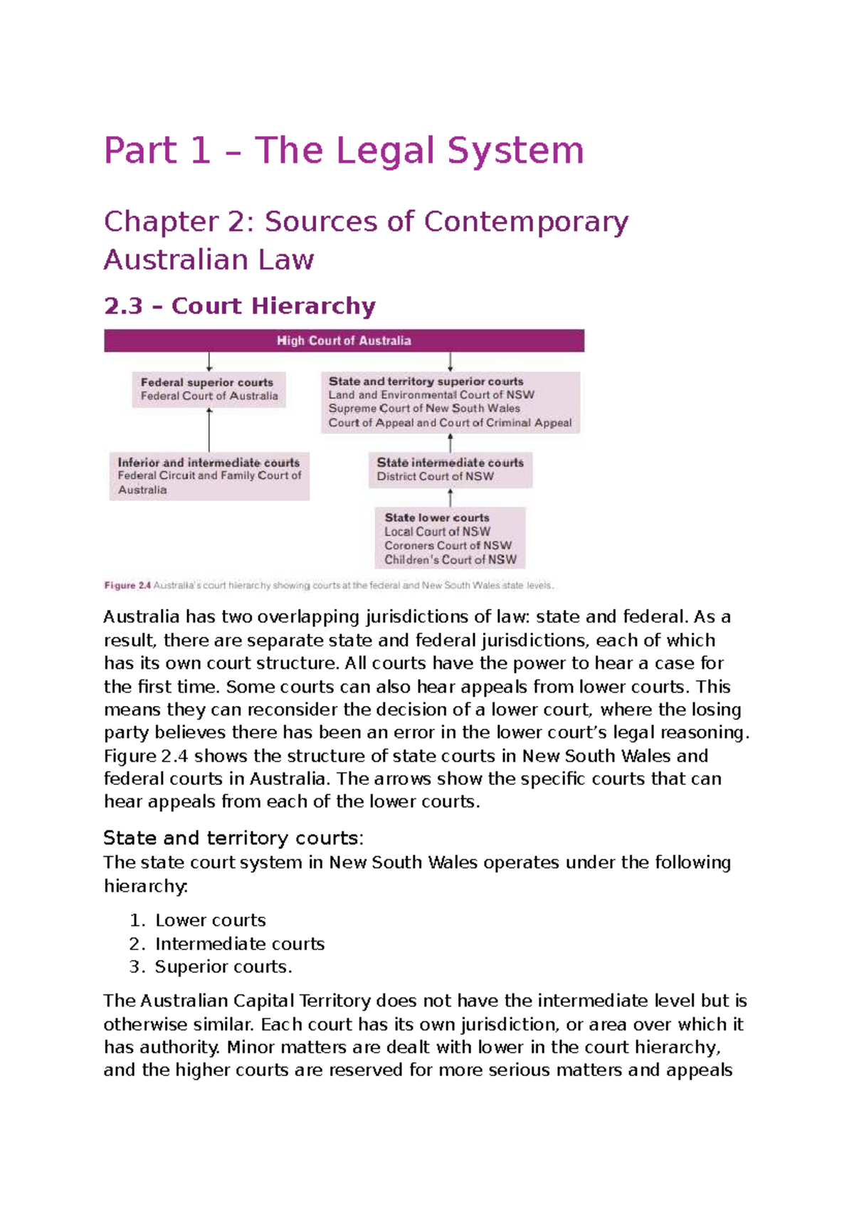 Court Hierarchy in Australia: Sources of Contemporary Law (Part 1 ...