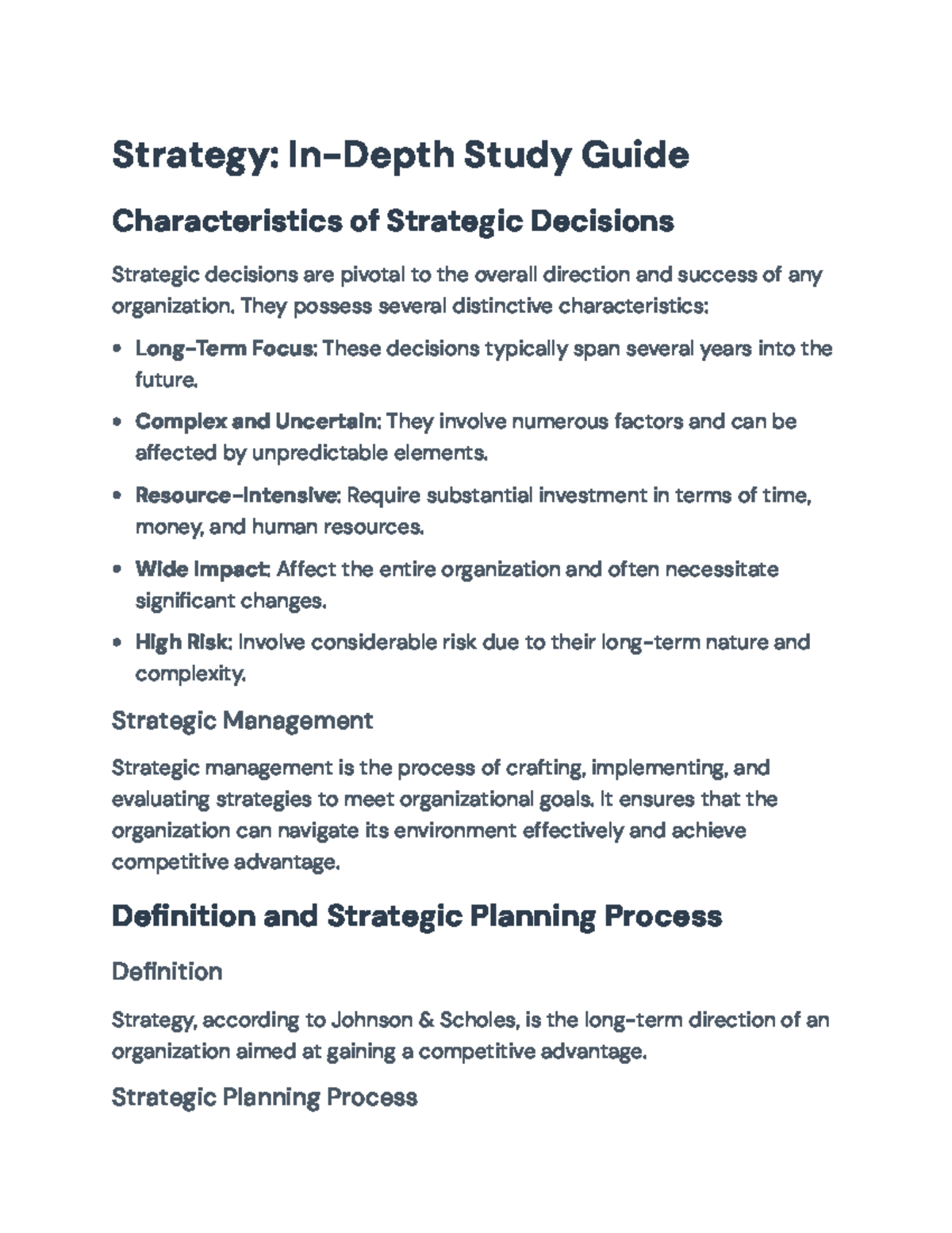Strategic Management 101: Comprehensive Study Guide and Exam Prep ...