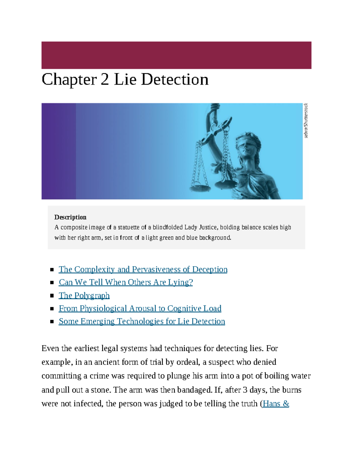Chapter 2: The Science of Lie Detection and Its Challenges - Studocu