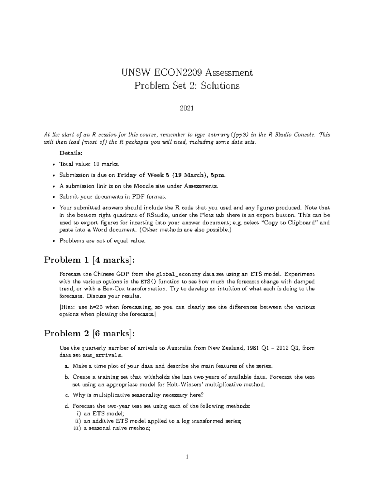 ECON2209 Assessment Problem Set 2 - This will then load (most of) the R ...