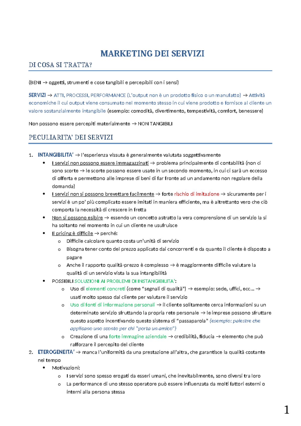 Marketing dei Servizi: Appunti di Lezione e Slide (MKT 101) - Studocu