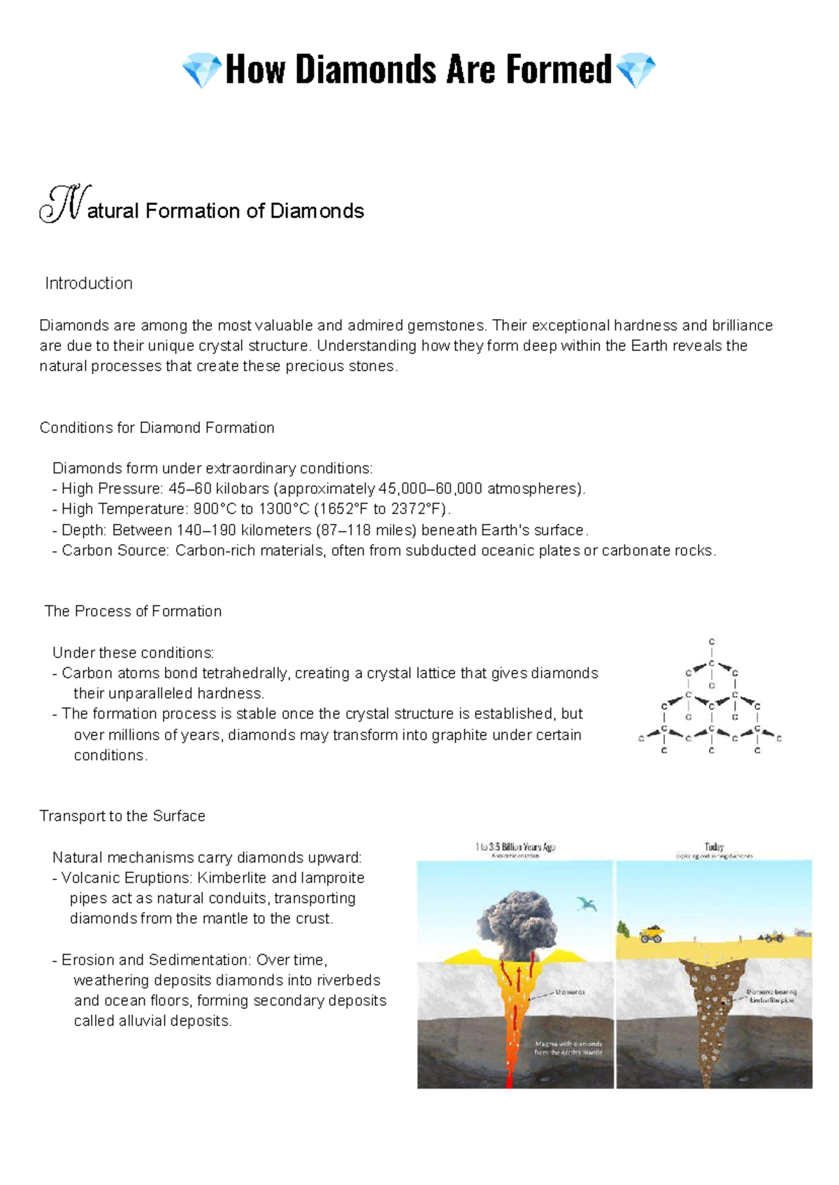 How Diamonds Are Formed: Natural Processes and Human Impact - Studocu