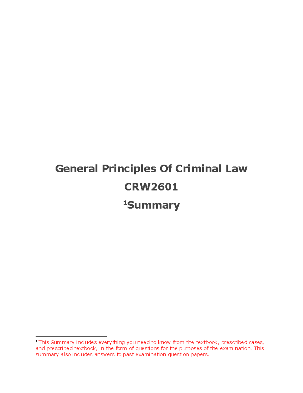 CRW2601 - Summary of Criminal Law Principles Units 1-7 for Exams - Studocu