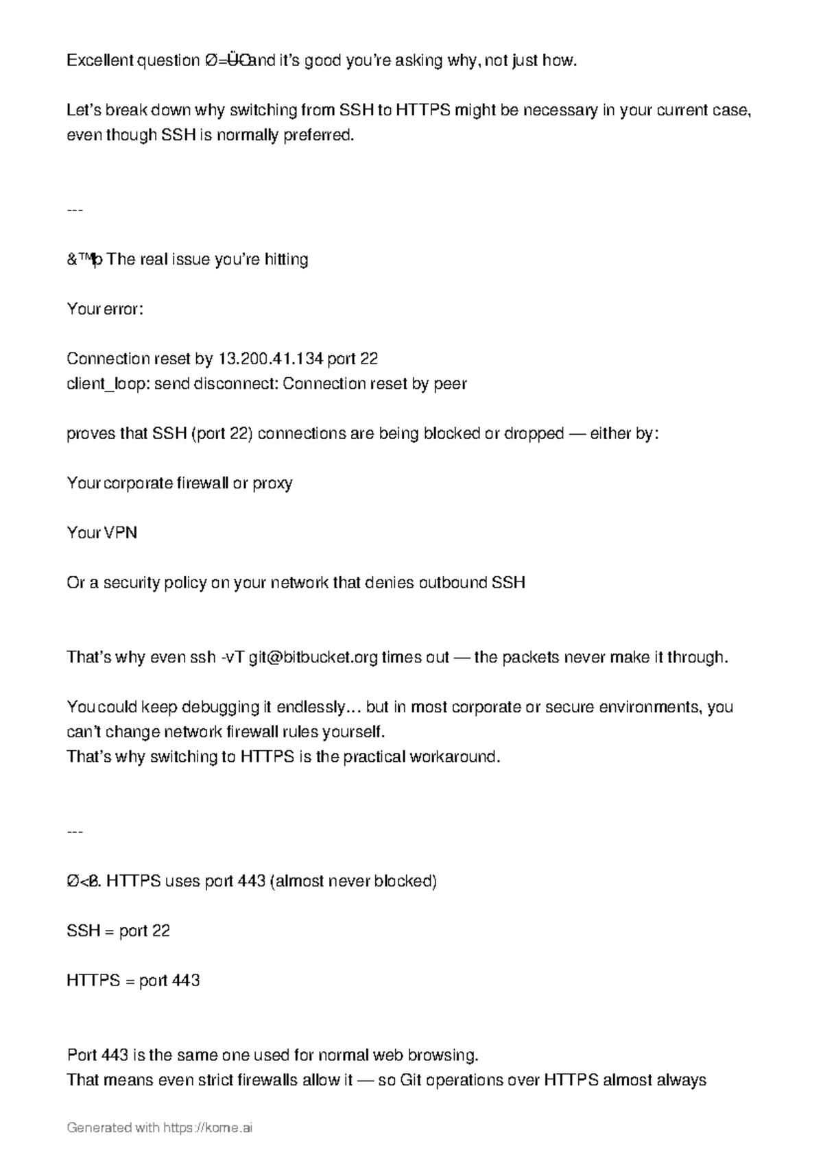 Git Pull/Push Error Analysis: SSH to HTTPS Transition - Studocu