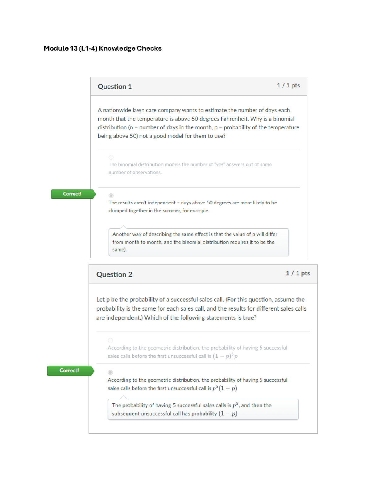 Module 13 (L1-4) Knowledge Checks - Module 13 Knowledge Checks Question 1 pts A nationwide lawn ...