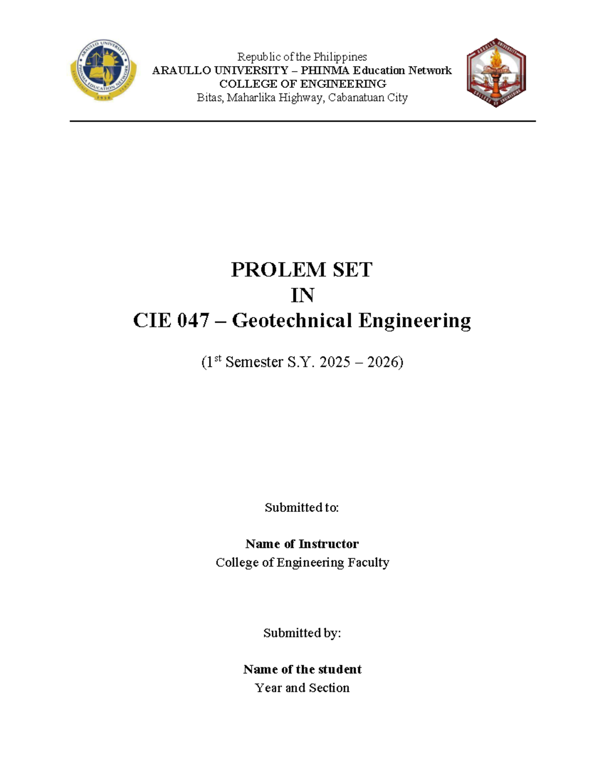 CIE 047 Geotechnical Engineering: Soil Properties and Analysis Problems - Studocu