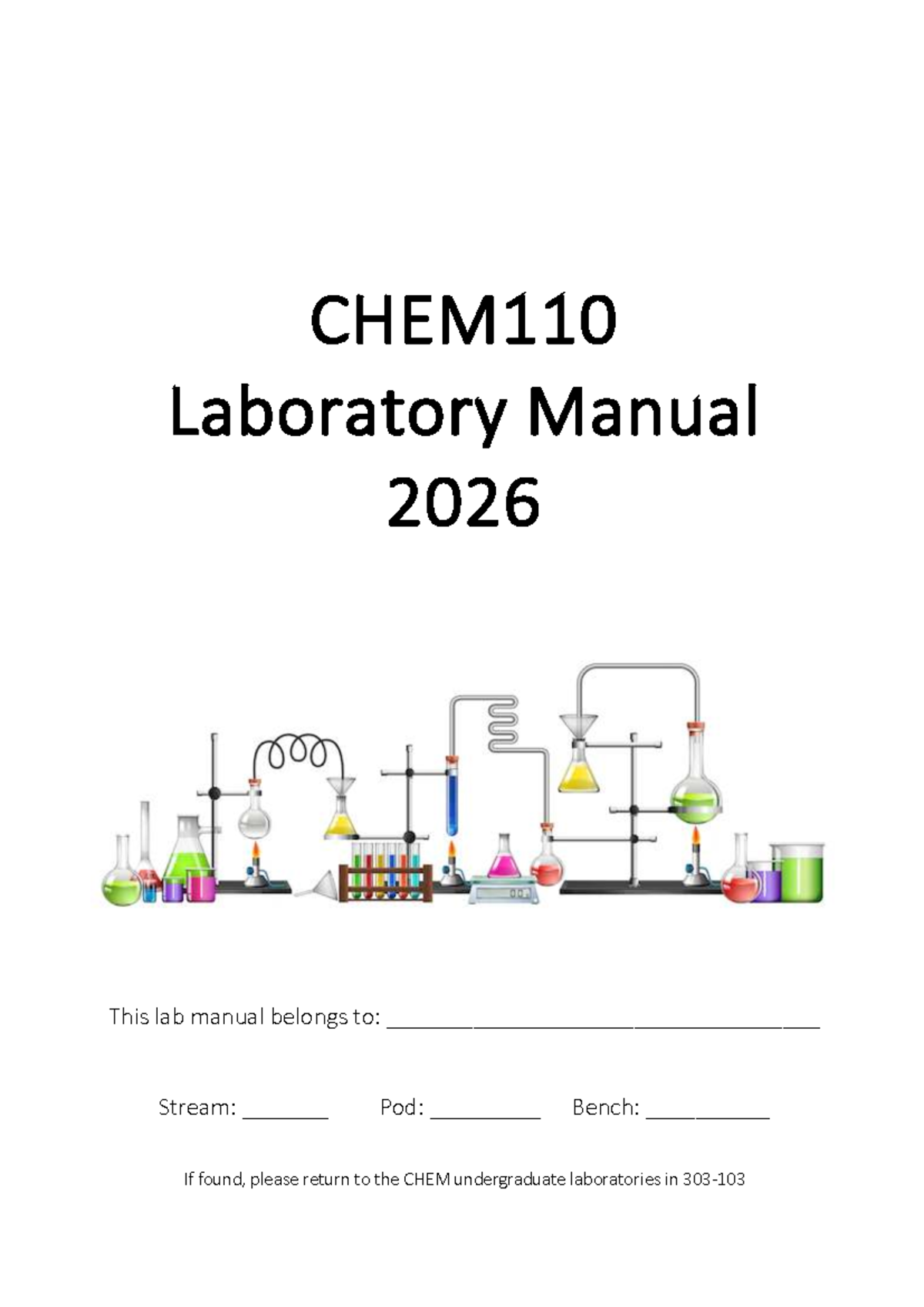 CHEM110 Laboratory Manual: Practical Techniques and Experiments 2026 ...