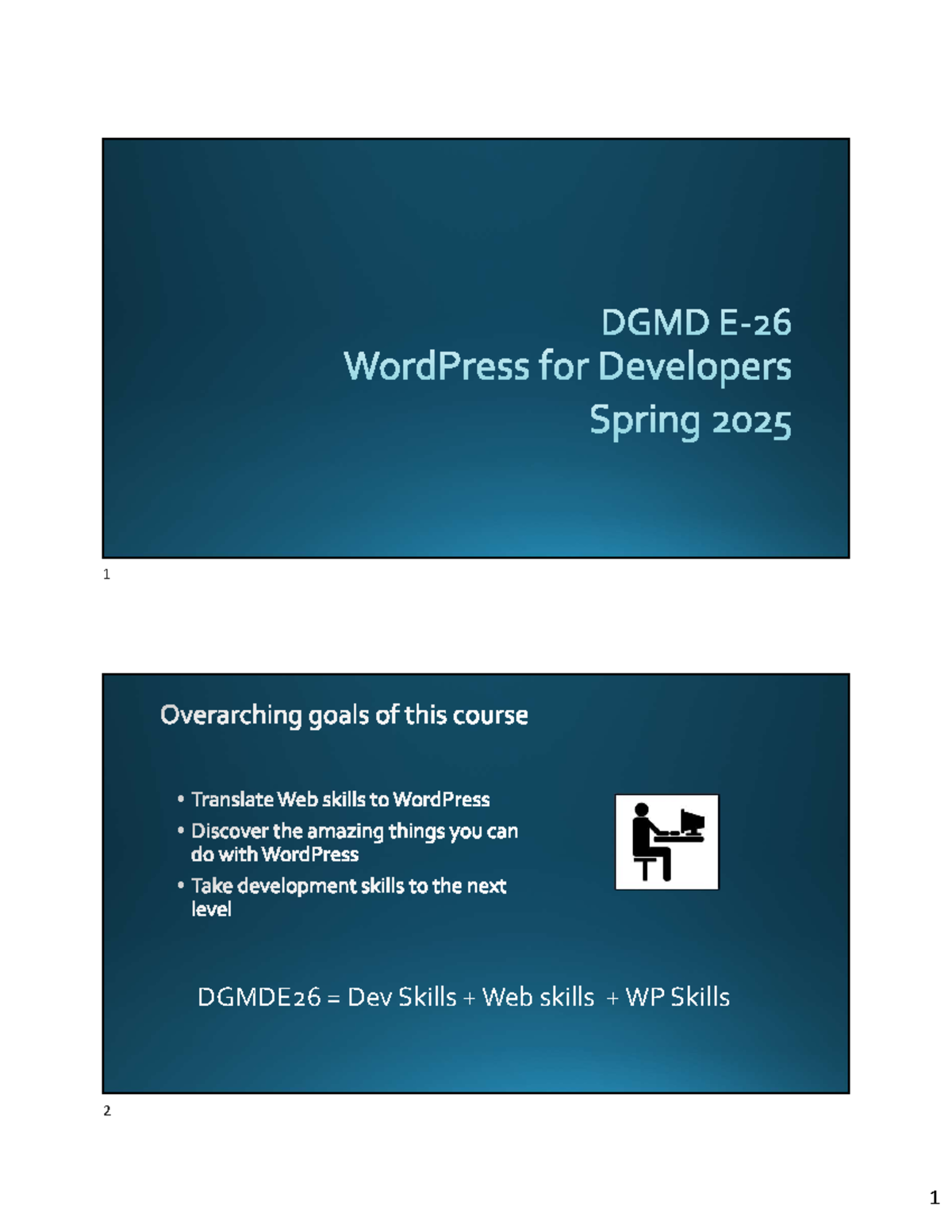 Course DGMDE26: Introduction to WordPress and CMS Fundamentals - DGMDE26 = Dev Skills + Web ...