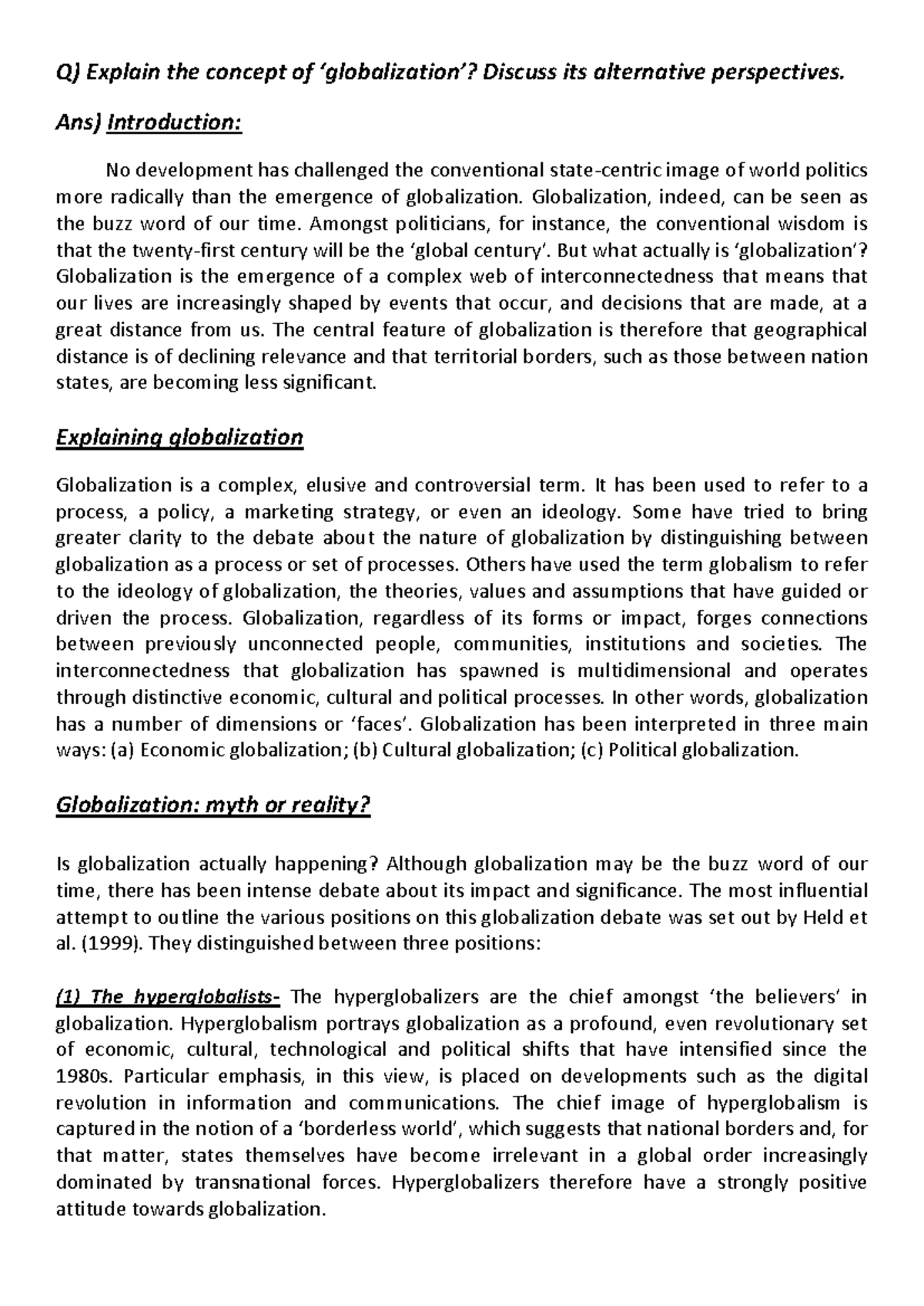 Globalization: Concepts, Perspectives, and Debates - A Study Guide ...