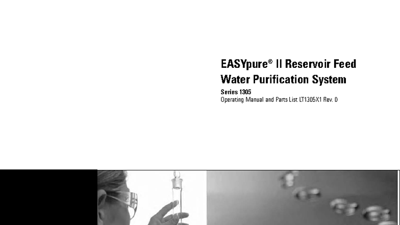 EASYpure II RF Water Purification System Operating Manual LT1305X1 ...