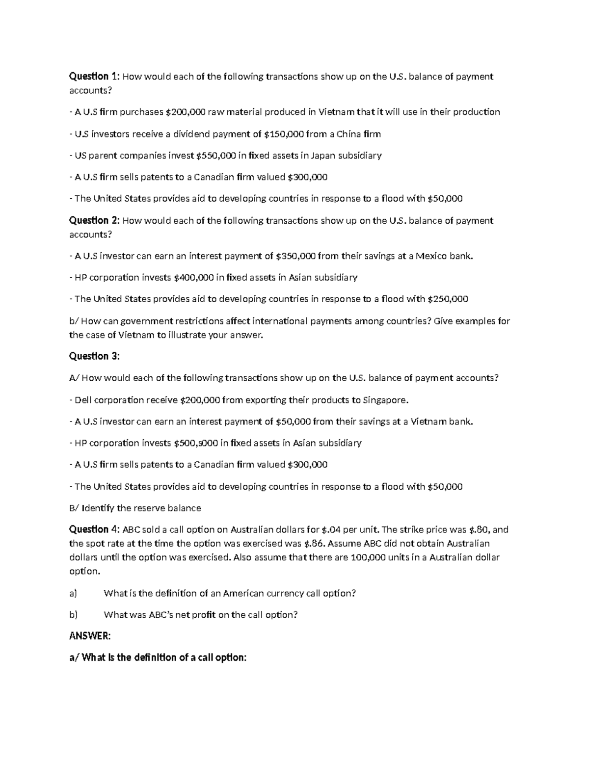 U.S. Balance of Payments Analysis: Transactions & Options (ECO 101 ...
