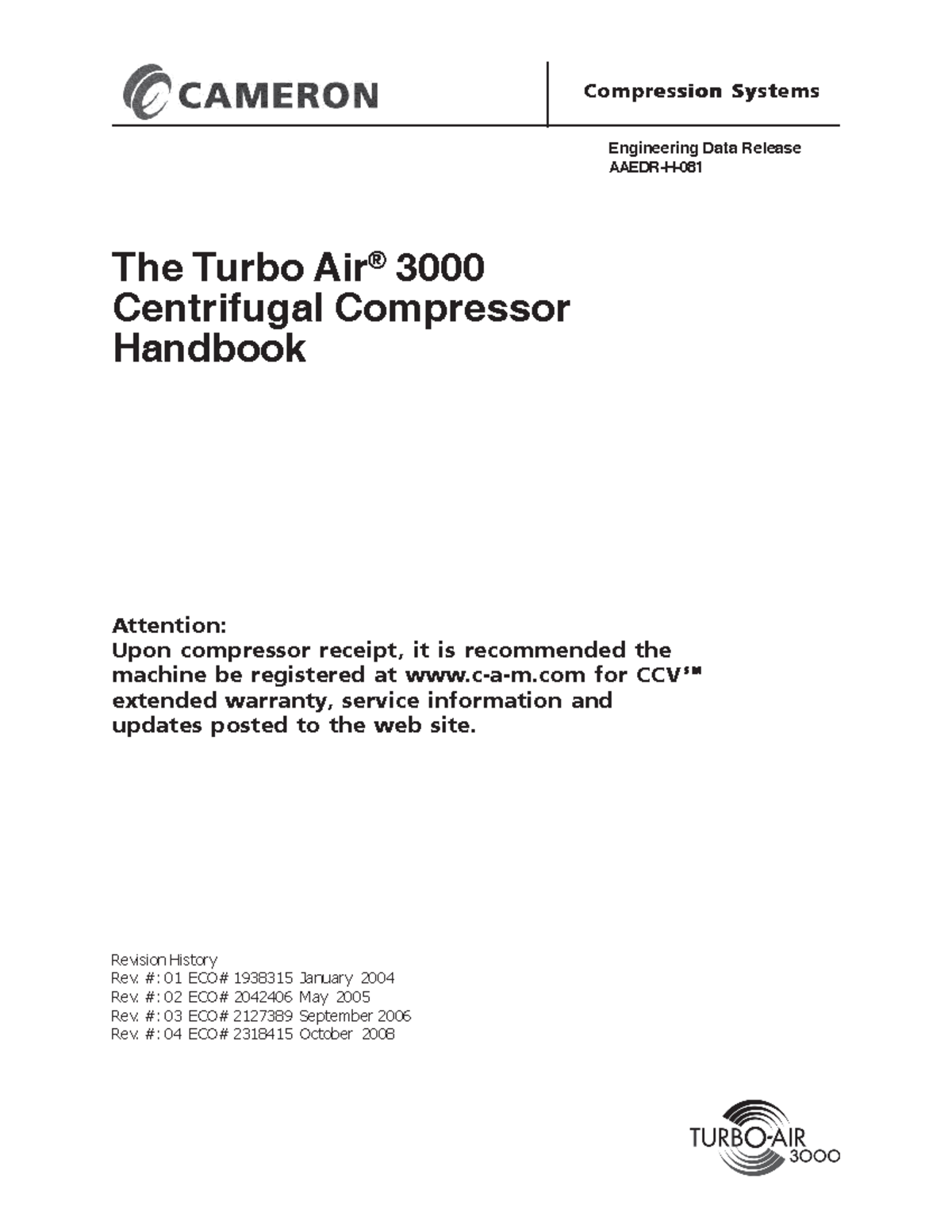 Cameron handbook ta3000 product manual rev 4 - Contents The Turbo Air ...