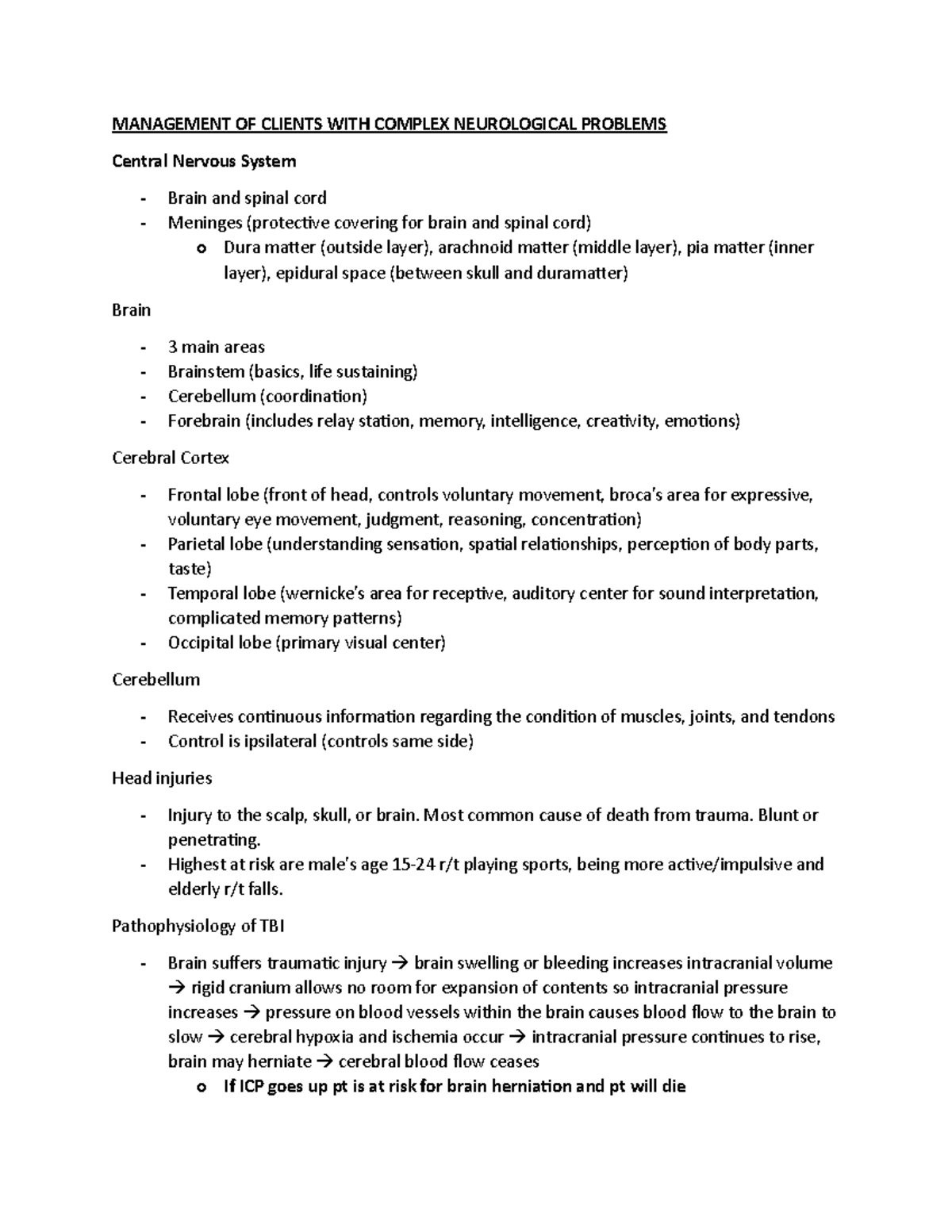 NUR 265-Adv Med Surg Exam 3 notes - MANAGEMENT OF CLIENTS WITH COMPLEX ...