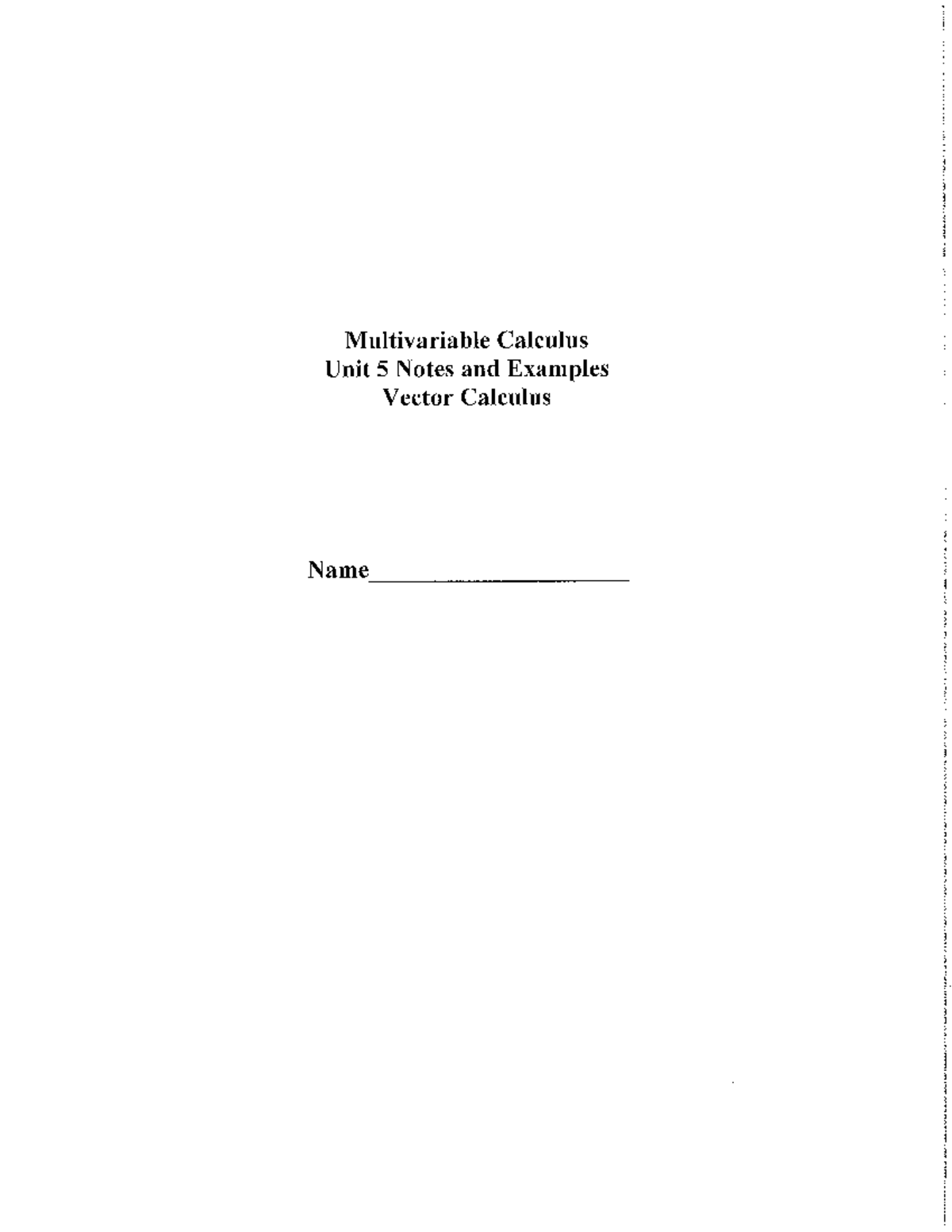 MV Calculus Unit 5: Vector Fields & Line Integrals Notes - Studocu