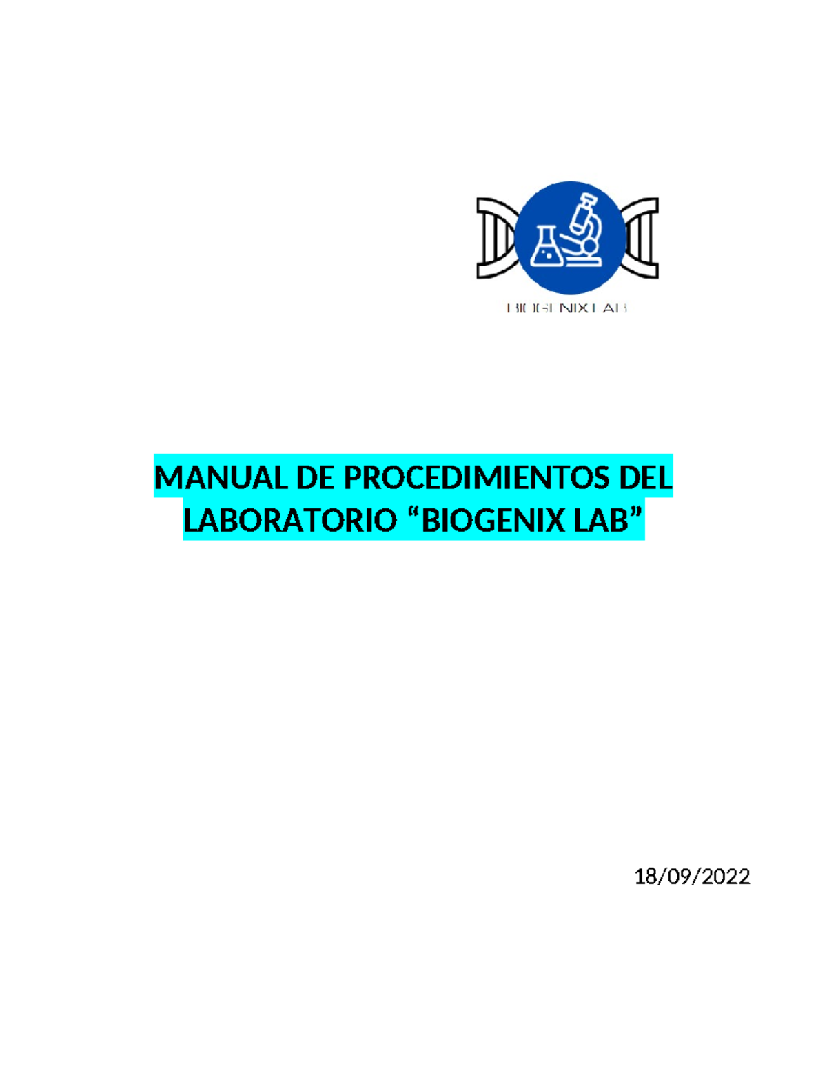 Manual de Procedimientos del Laboratorio Clínico Biogenix Lab - Studocu
