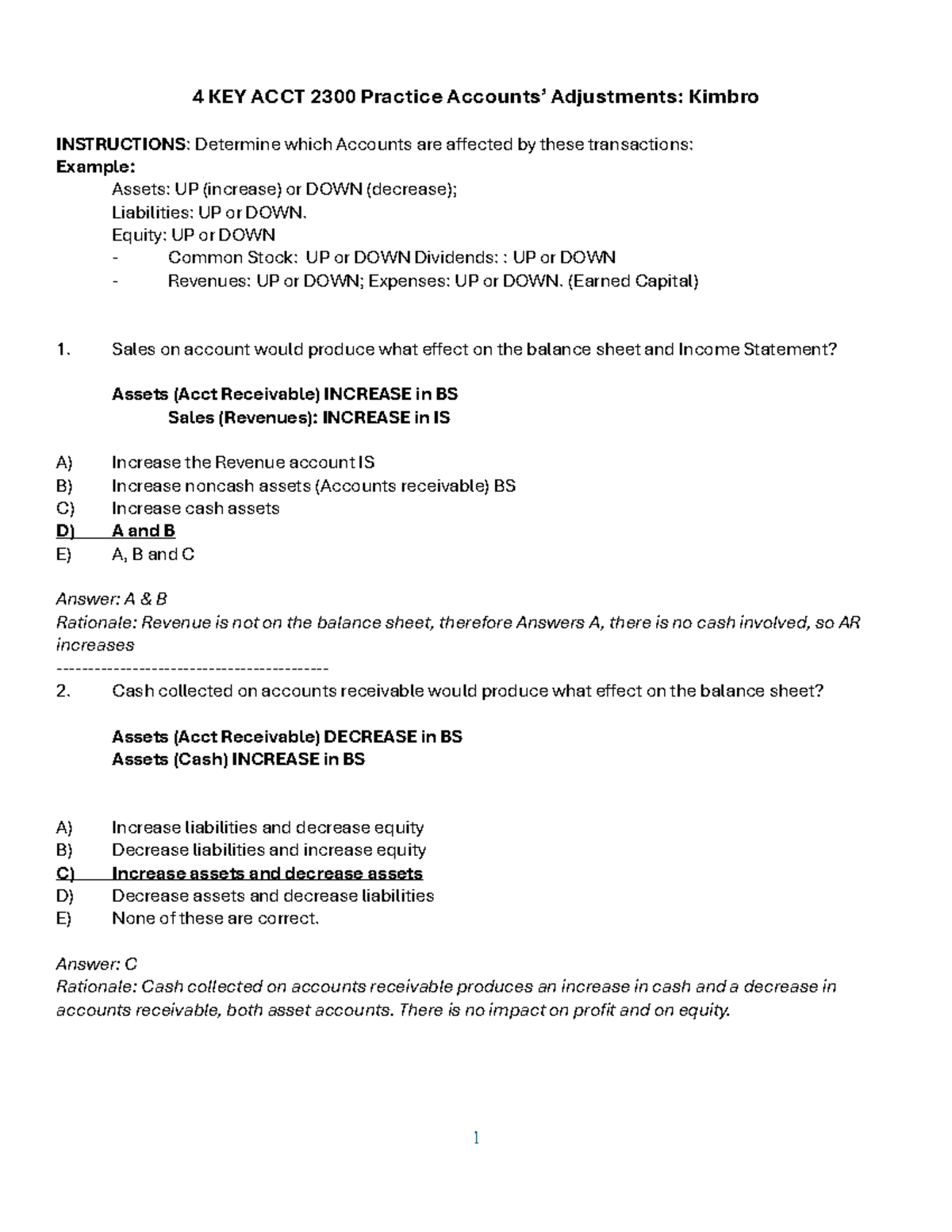 Key Accounting Adjustments for Financial Statements: ACCT 2300 Practice ...