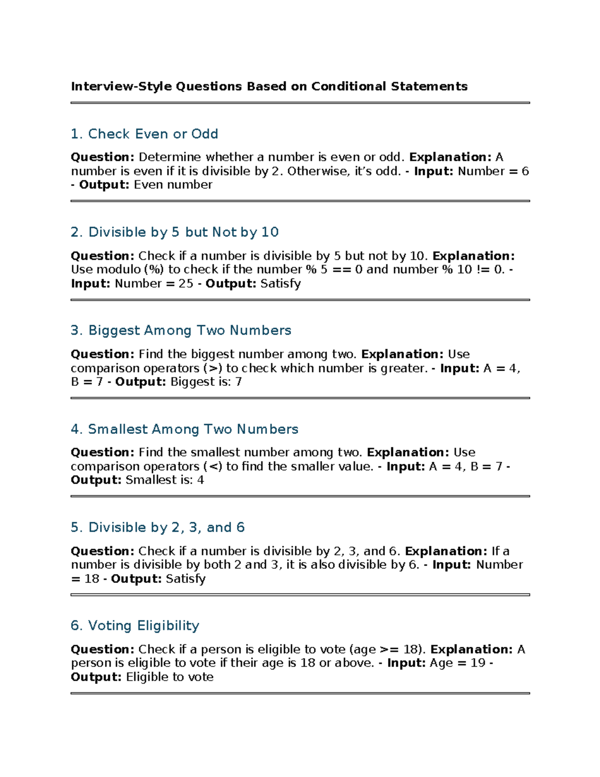 CS101: Problem Solving with Conditional Statements - Exercises - Studocu