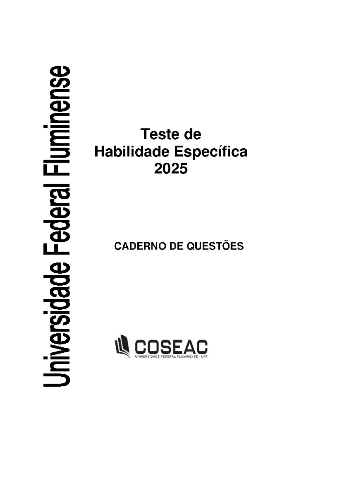 UFF Teste de Habilidade Específica 2025 - Caderno de Questões - Studocu