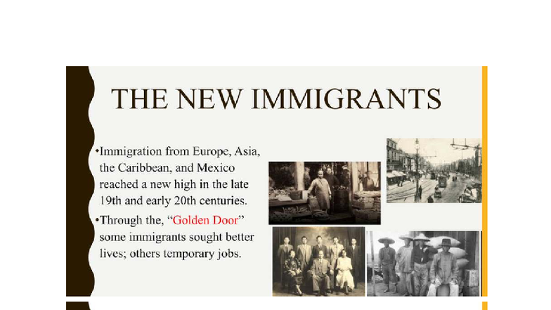 Immigration Waves: A Study of New Immigrants (HIST 101) - Studocu