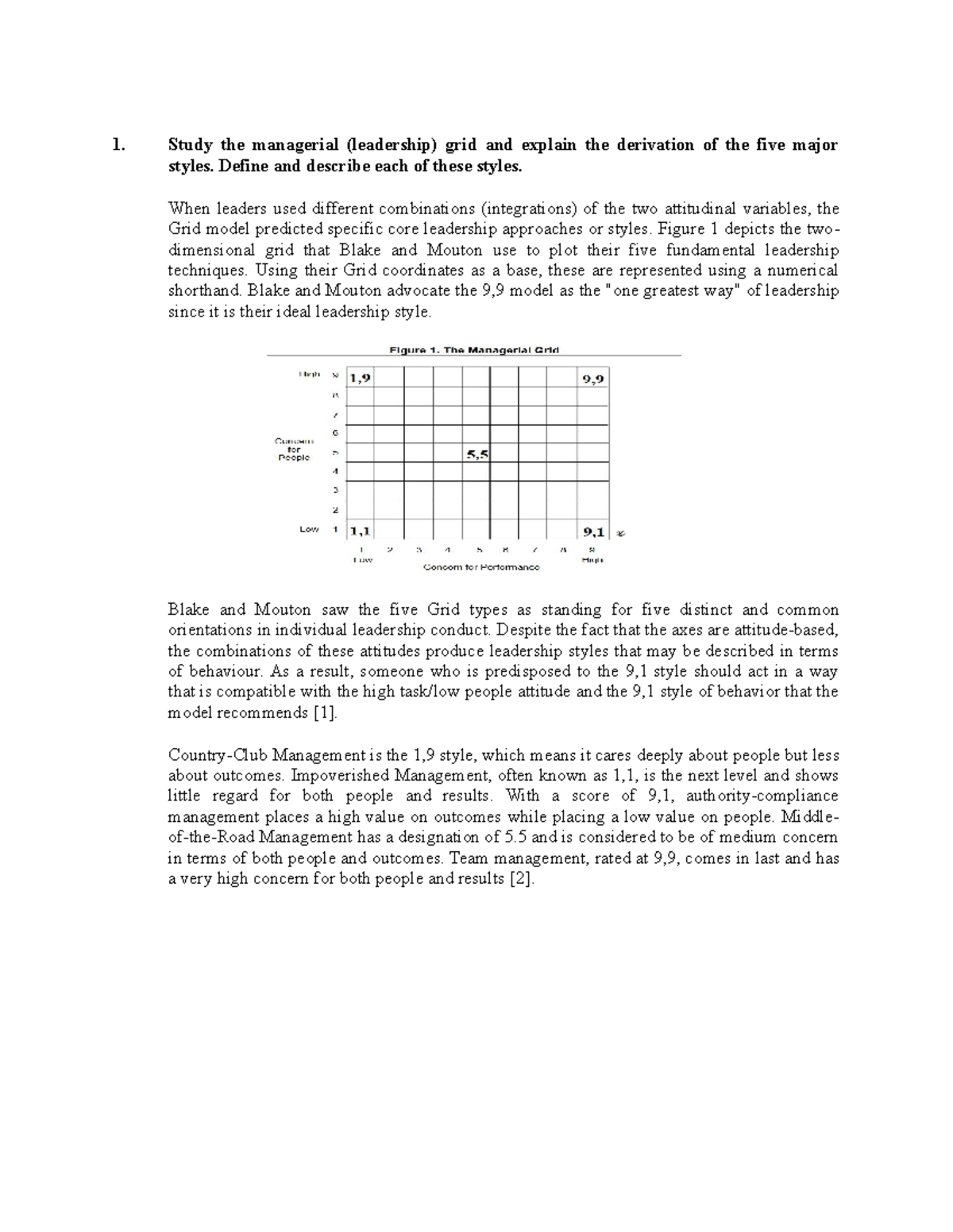 Lesson 3 - Leadership Styles in the Managerial Grid Model - Studocu