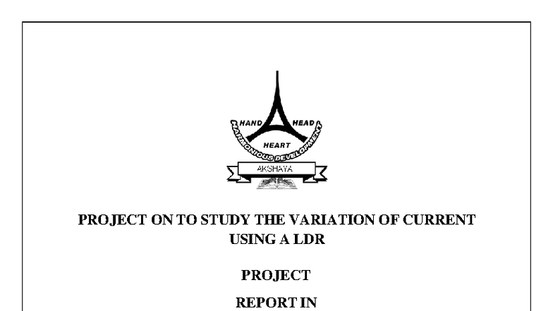 Physics Project Report: Variation of Current Using LDR (Class XII ...