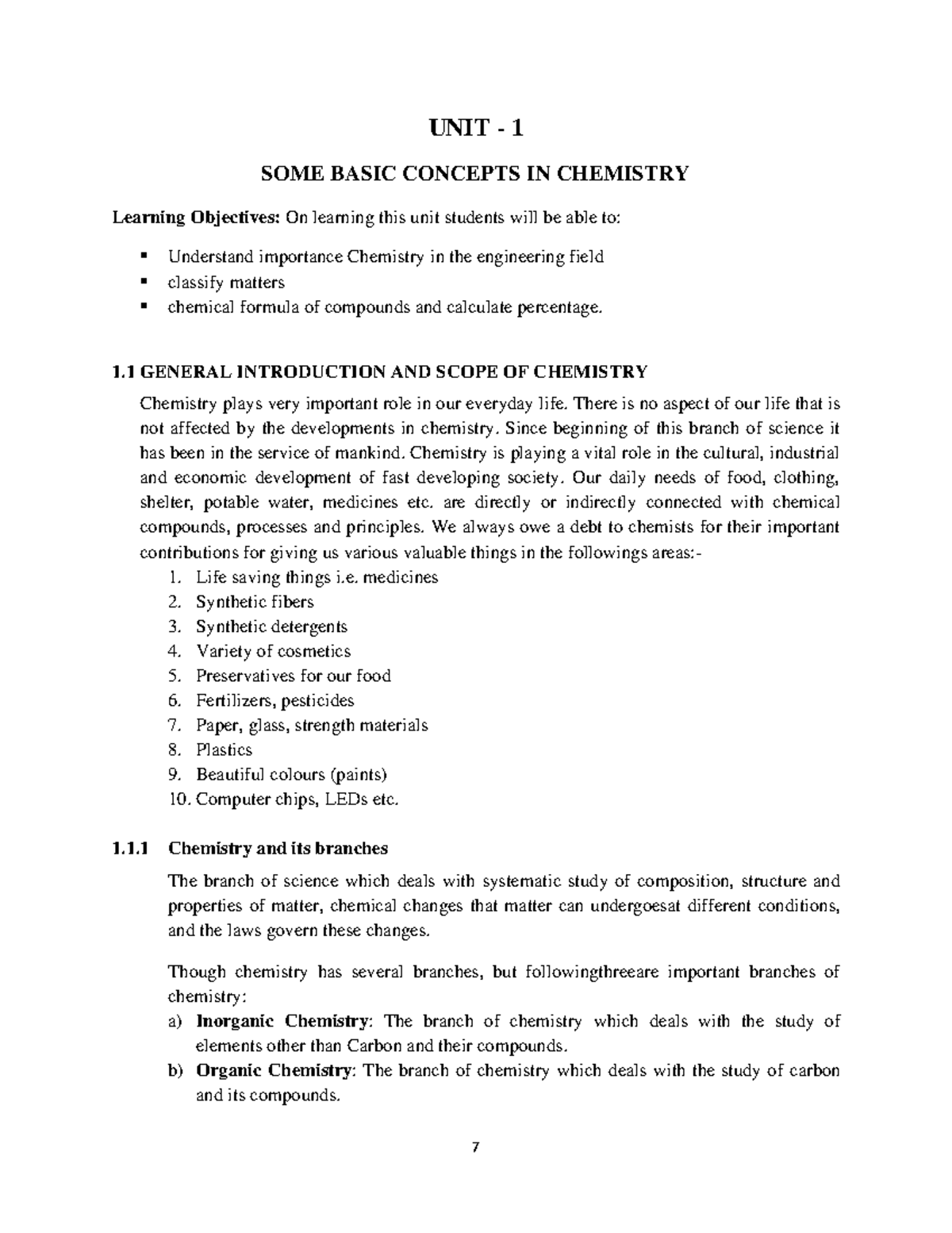 Basic Concepts in Chemistry: Unit 1 Overview and Learning Objectives ...