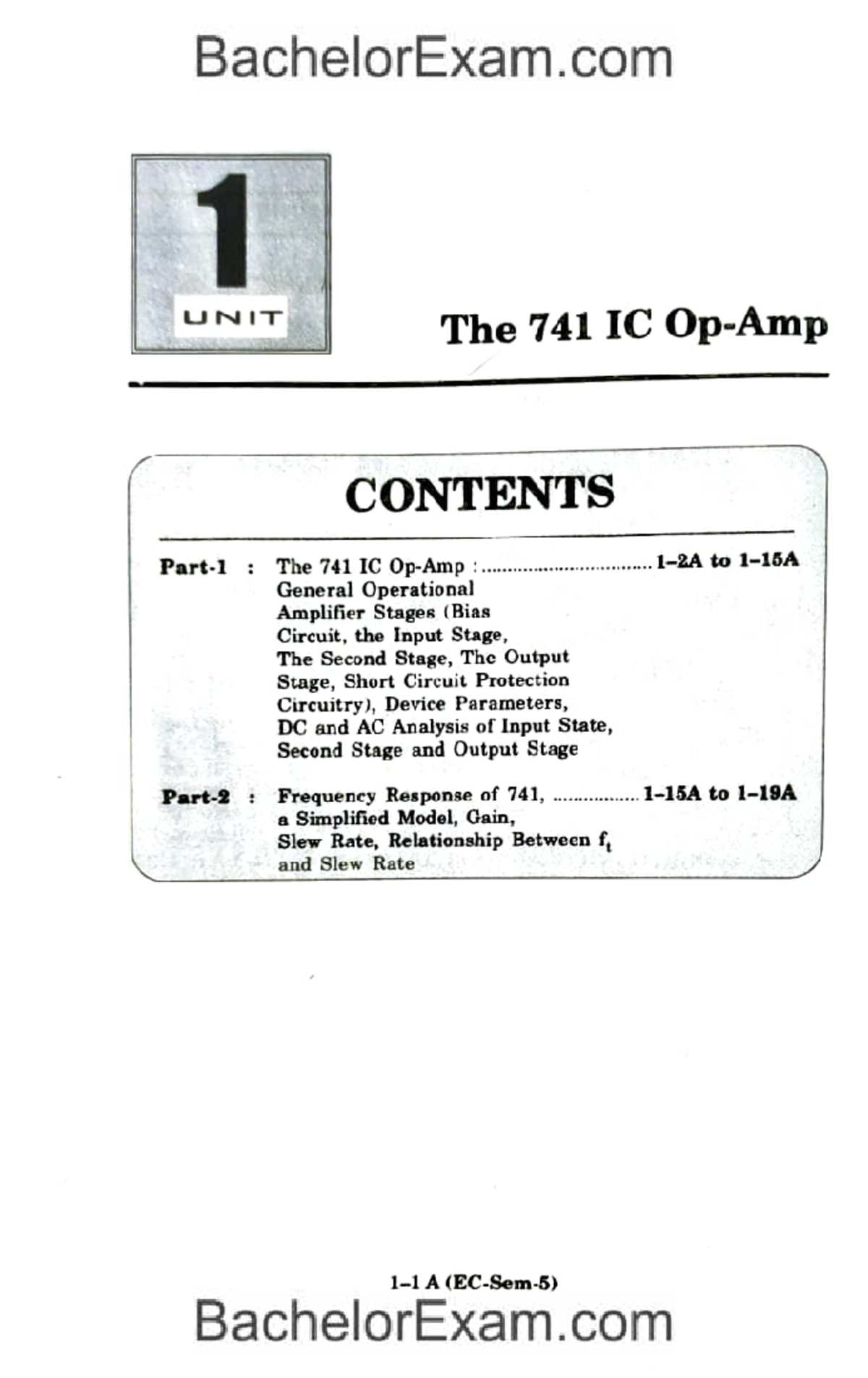 1 UNIT The 741 IC: General Op-Amp Stages and Analysis - Studocu