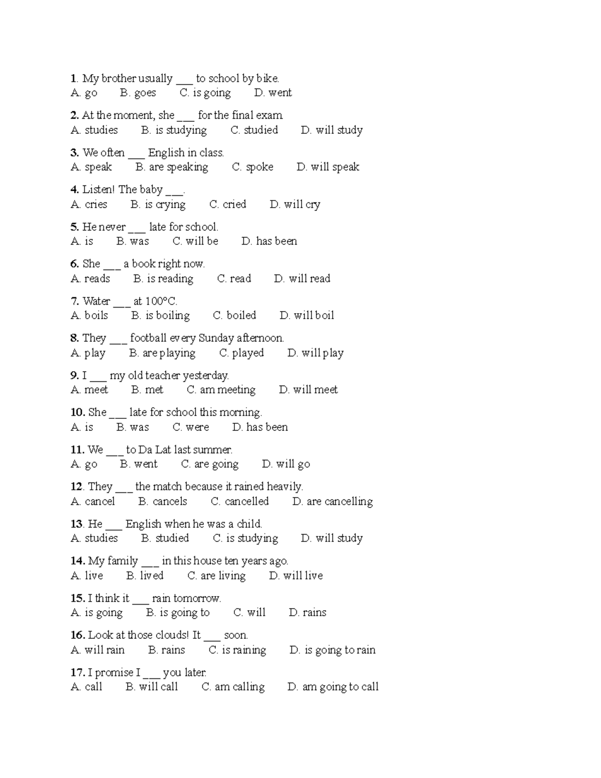TEST HK1 - English Grammar Practice Questions and Answers - Studocu
